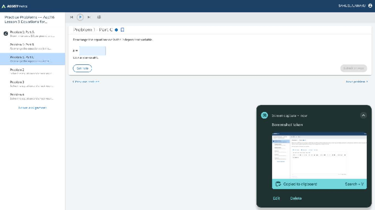 SSISTments I4 Active Problems: Equations & Solutions - Studocu