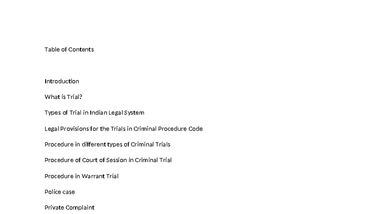 Trial procedure 1 3 - Notes - Table of Contents Introduction What is ...