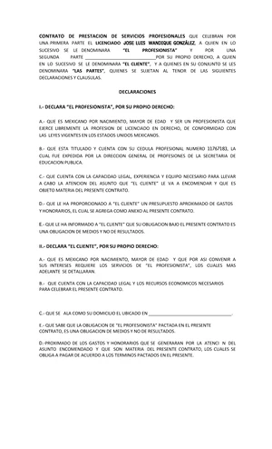 Contrato de Prestación de Servicios Profesionales JLV 2025 - Studocu