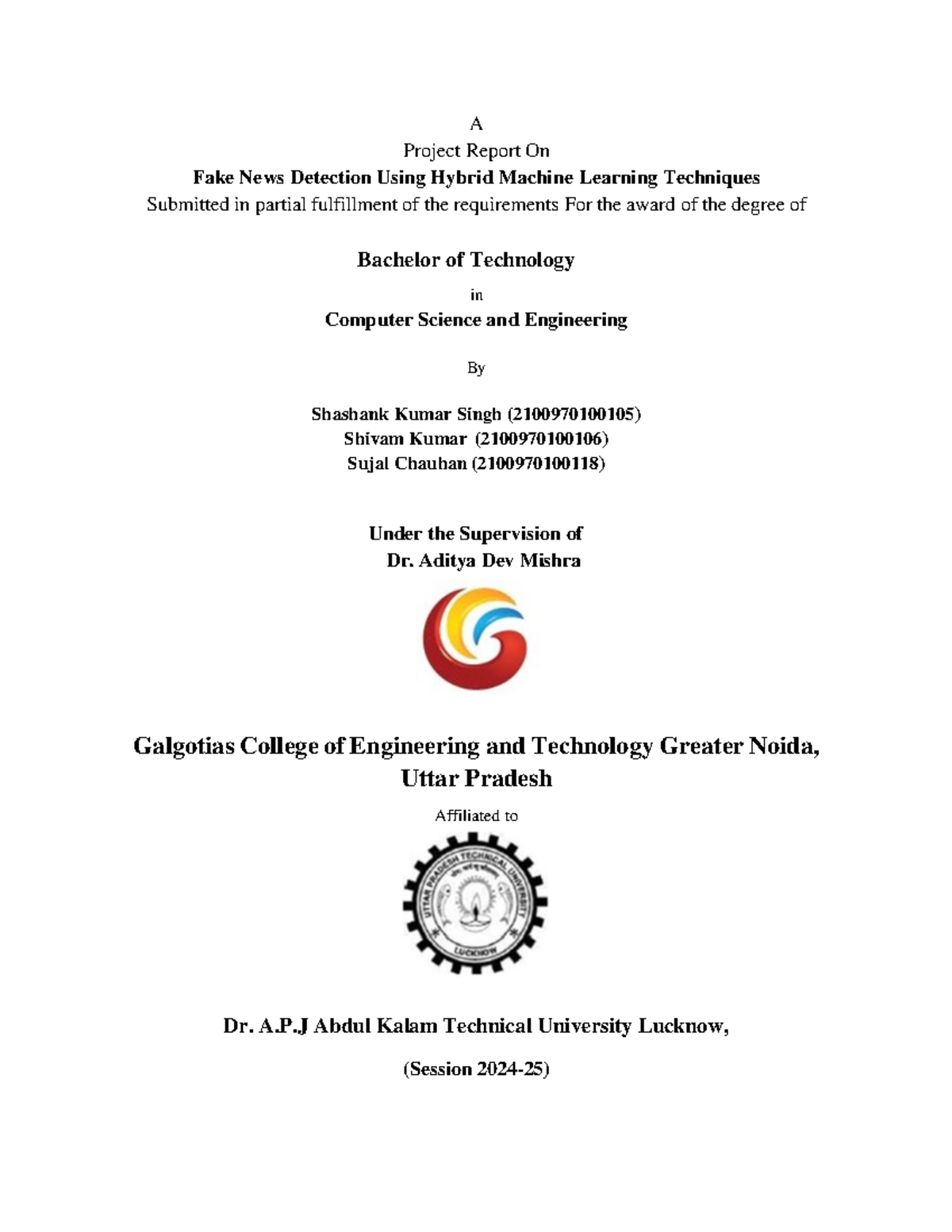 Final Project Report on Heart Disease Prediction: B.Tech CSE (2024-25) - Studocu