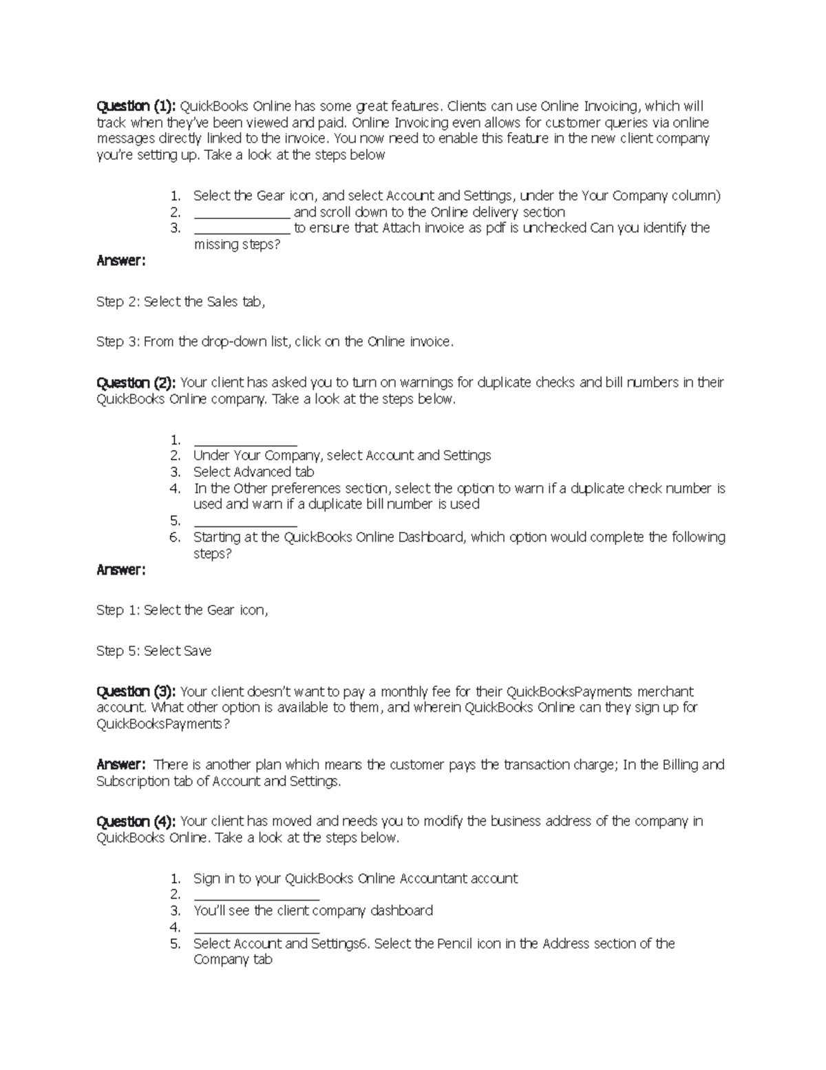 QuickBooks Certified Bookkeeper Exam Study Guide: Key Questions ...