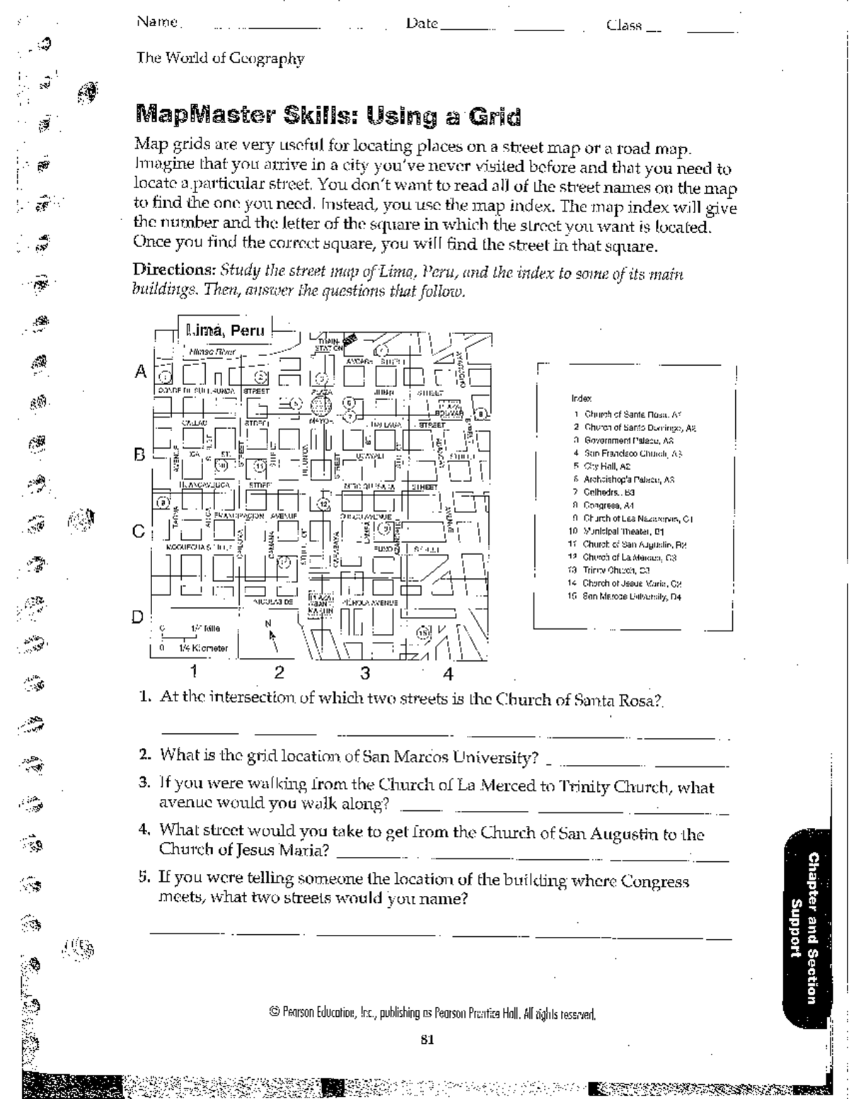 Using a Grid Map Skills: Geography Study Guide (p81) - Studocu
