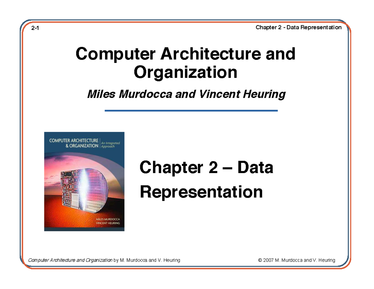 Ch02CAO - Chapter 2 Data Representation in Computer Architecture - Studocu