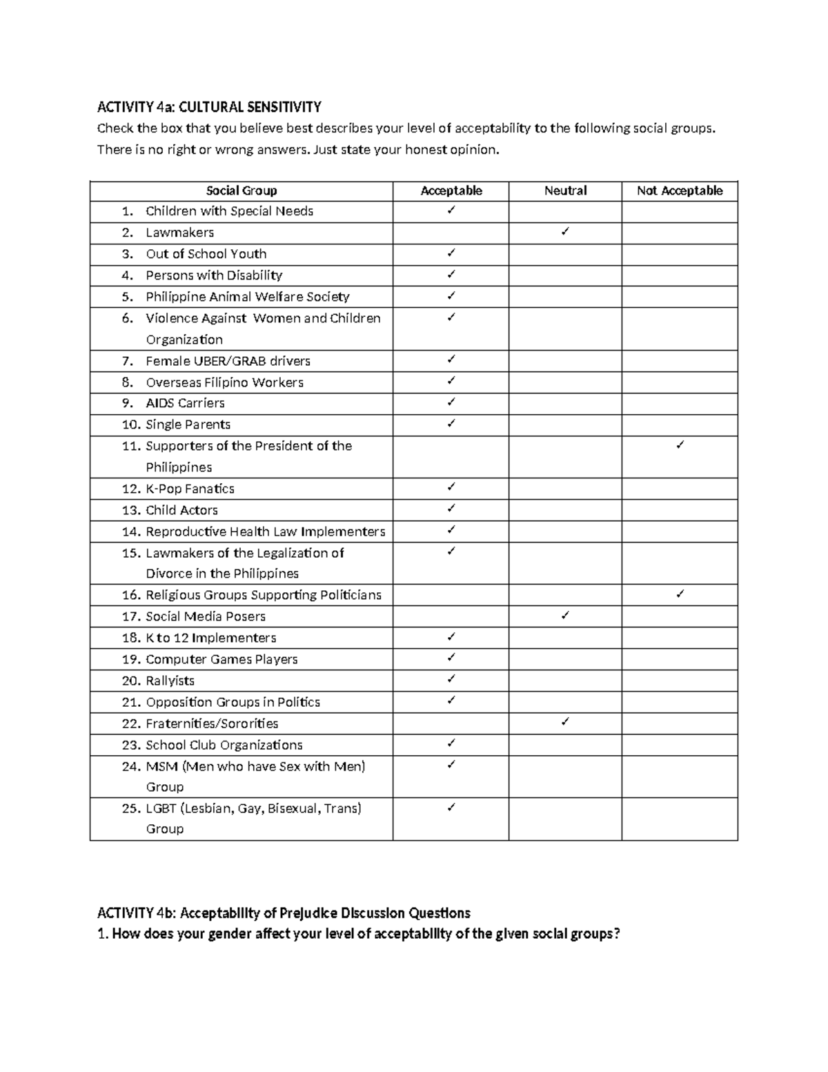 Cultural Sensitivity Assessment - Activity 4 PURC Assignment - Studocu