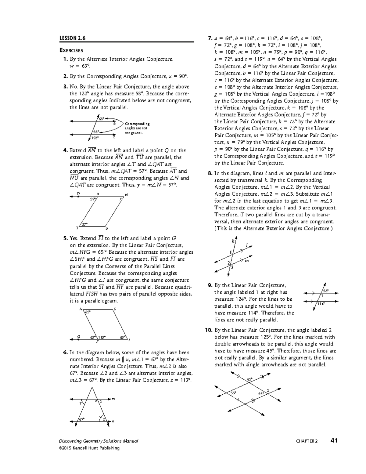 Discovering Geometry Solutions Manual: Chapter 2, Lesson 2.6 Exercises ...