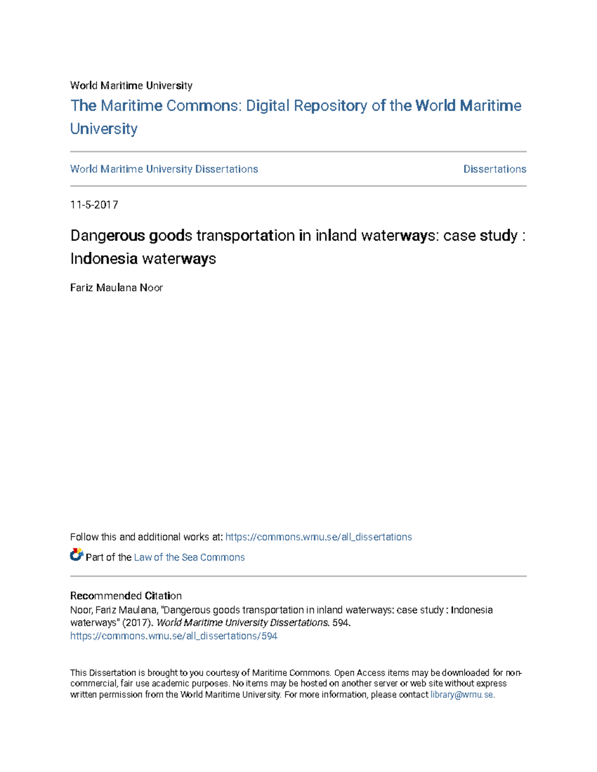 Dangerous Goods Transportation in Inland Waterways: Case Study of Indonesia - Studocu