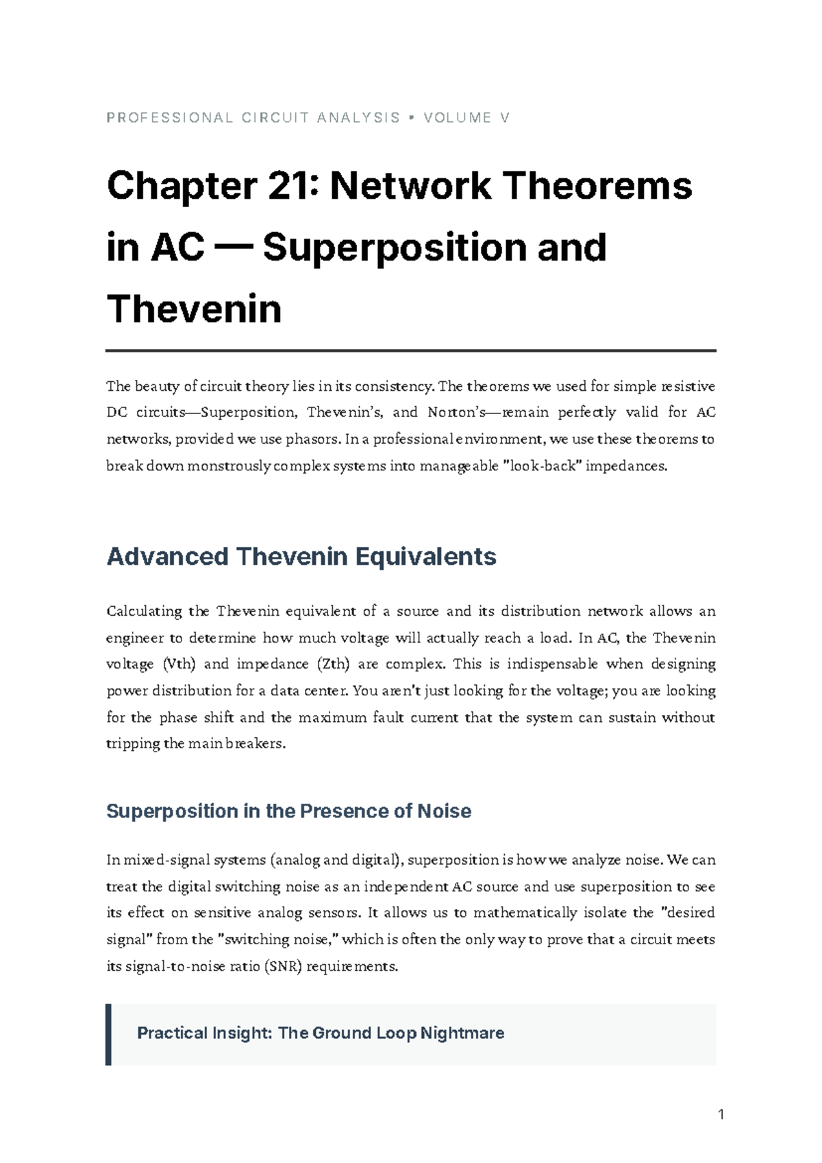 PROFESSIONAL CIRCUIT ANALYSIS V Chapter 21: AC Network Theorems - Studocu