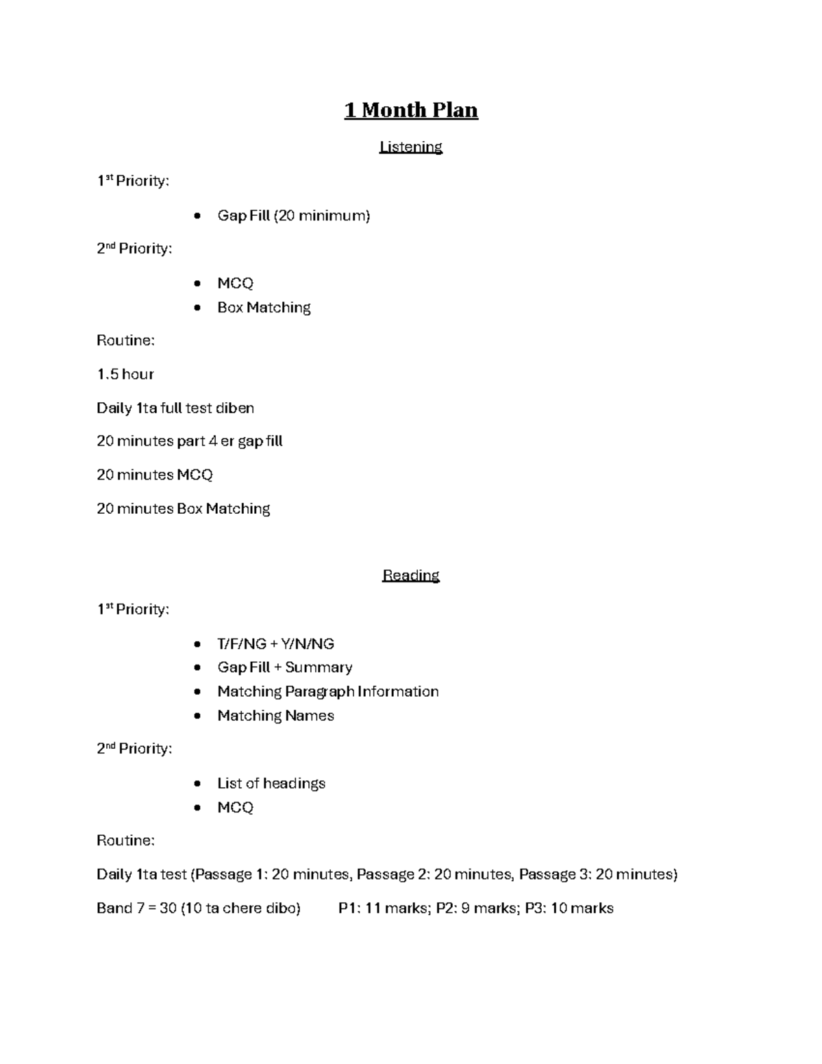 1 Month Plan - IELTS Study plan - 𝟏 𝐌𝐨𝐧𝐭𝐡 𝐏𝐥𝐚𝐧 Listening 1 st Priority ...