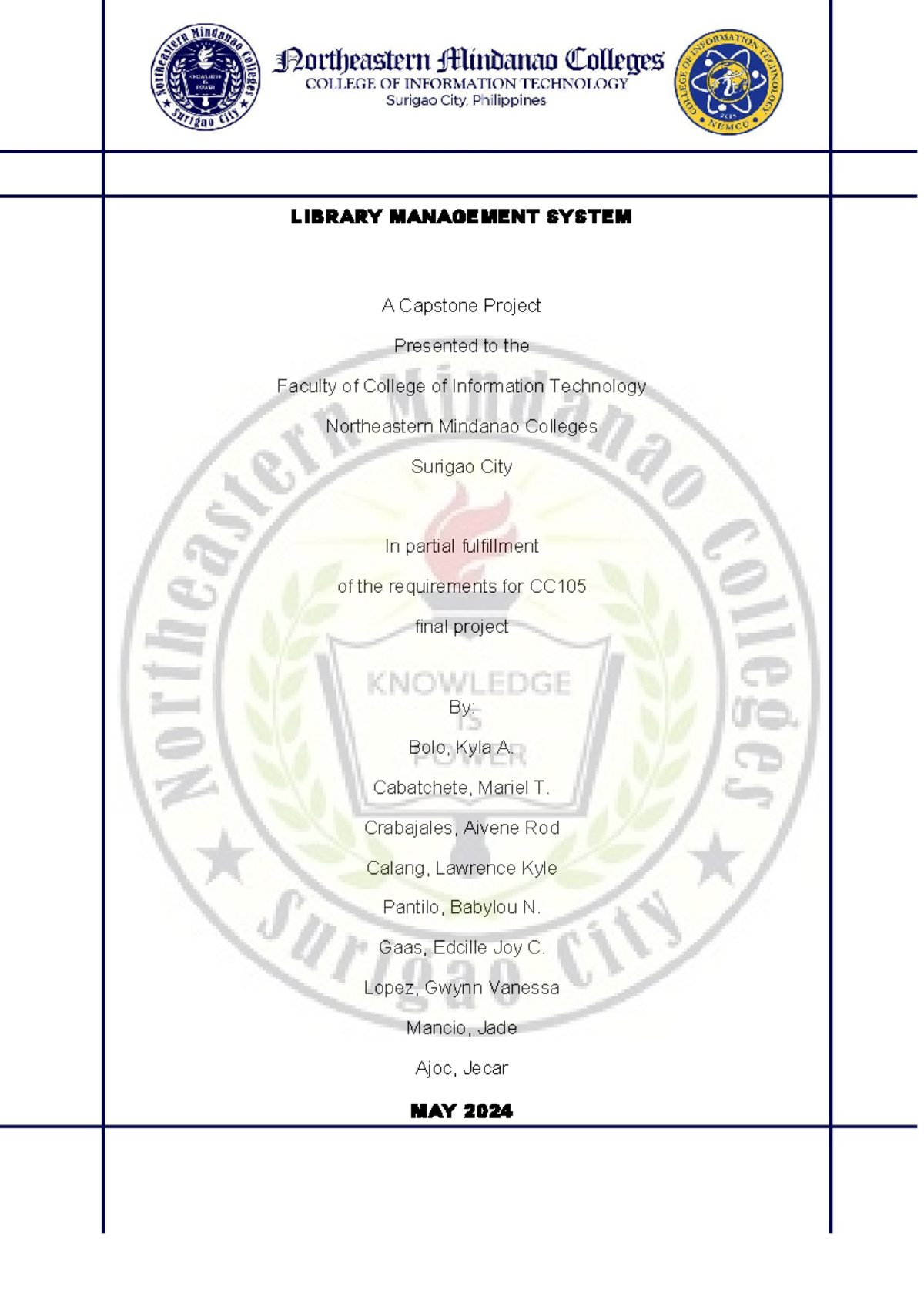 Library Management System Capstone Project - CC Final Project May 2024 ...