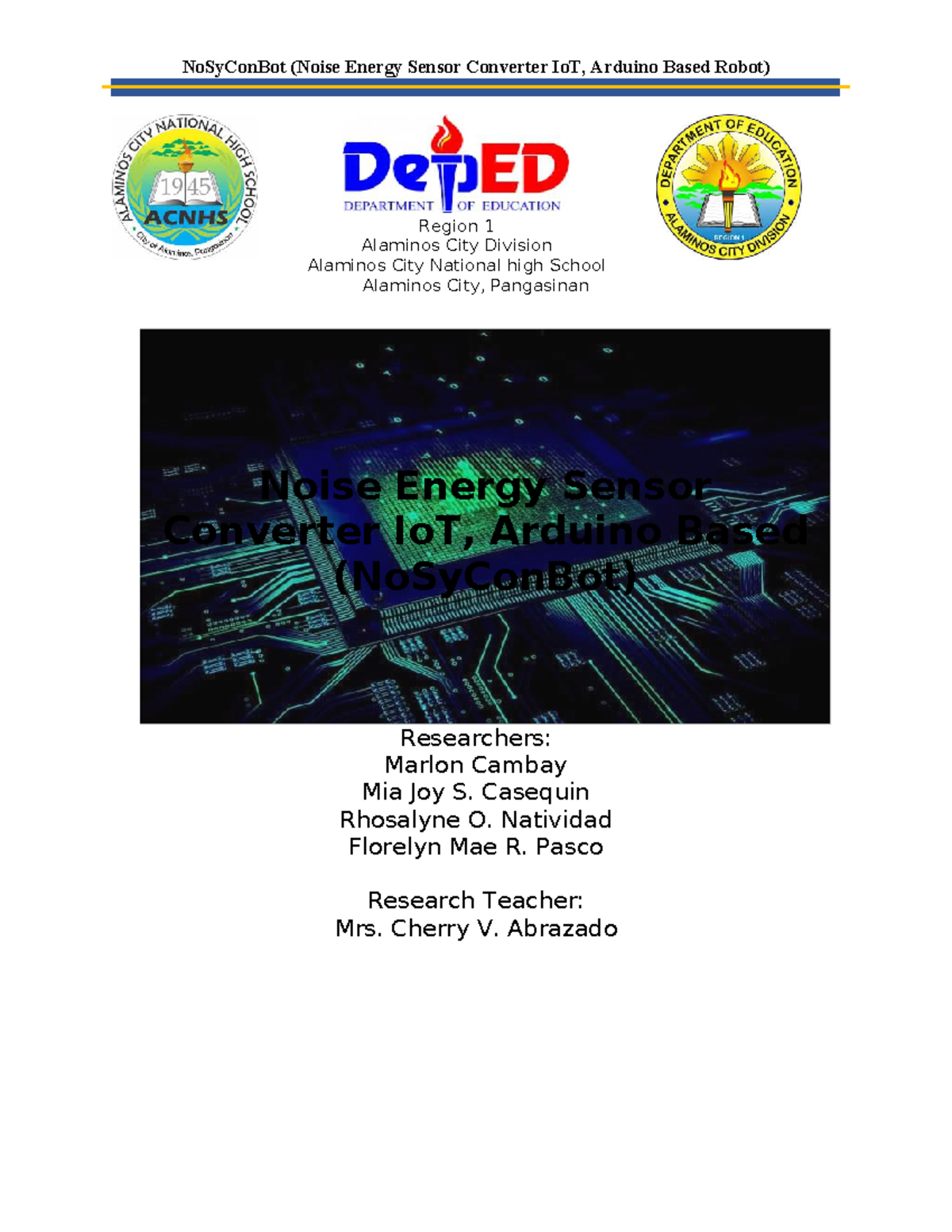 NoSyConBot (Noise Energy Sensor Converter IoT) Research Paper - Final ...