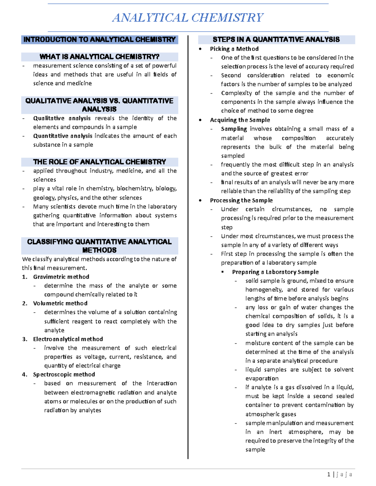 Analytical Chemistry: Methods, Errors, and Quantitative Analysis - Studocu