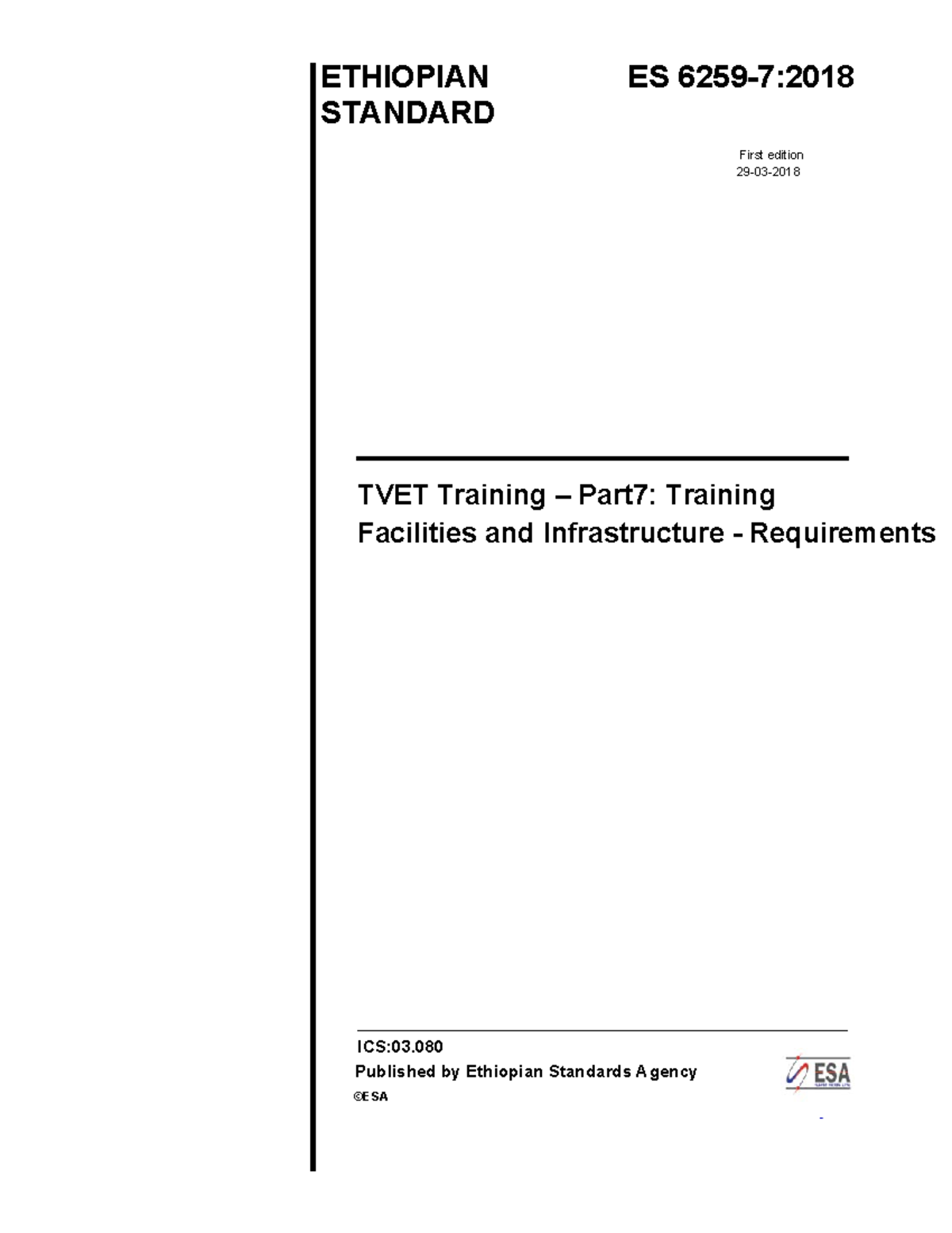 TVT 03.080 - Final Standards for Training Facilities and Infrastructure ...