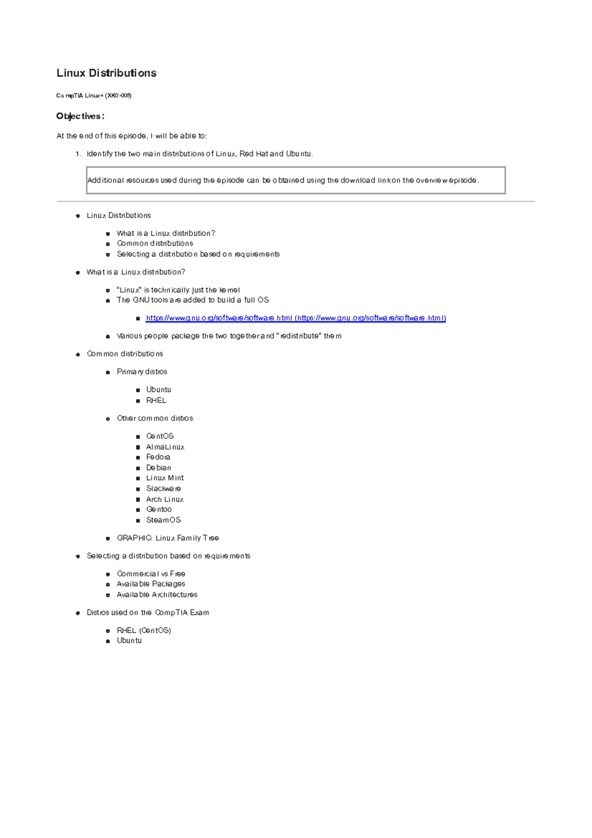 CompTIA Linux Distributions Overview and Key Objectives - Studocu