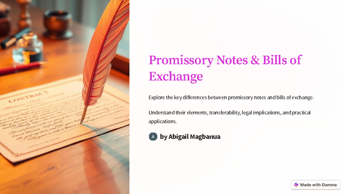 Promissory Notes and Bills of Exchange - Promissory Notes & Bills of ...