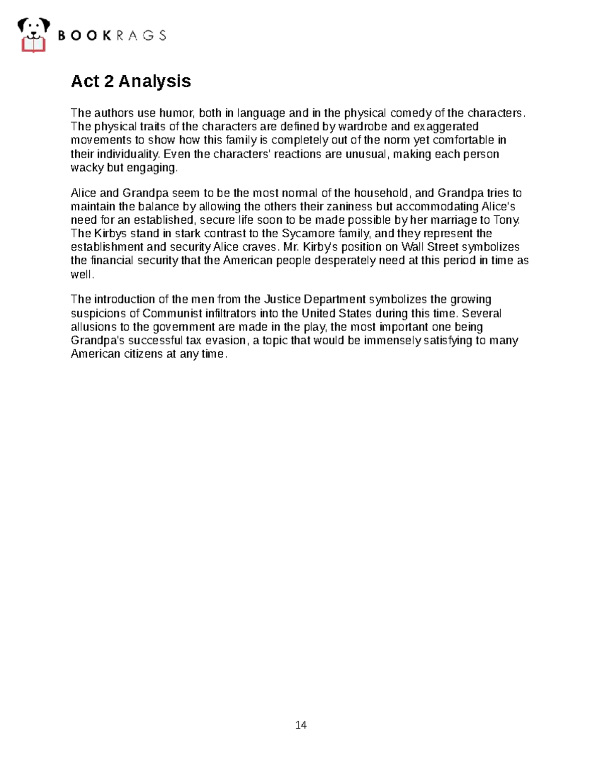 You Can't Take It With You: Act 2 Analysis Study Guide - Studocu