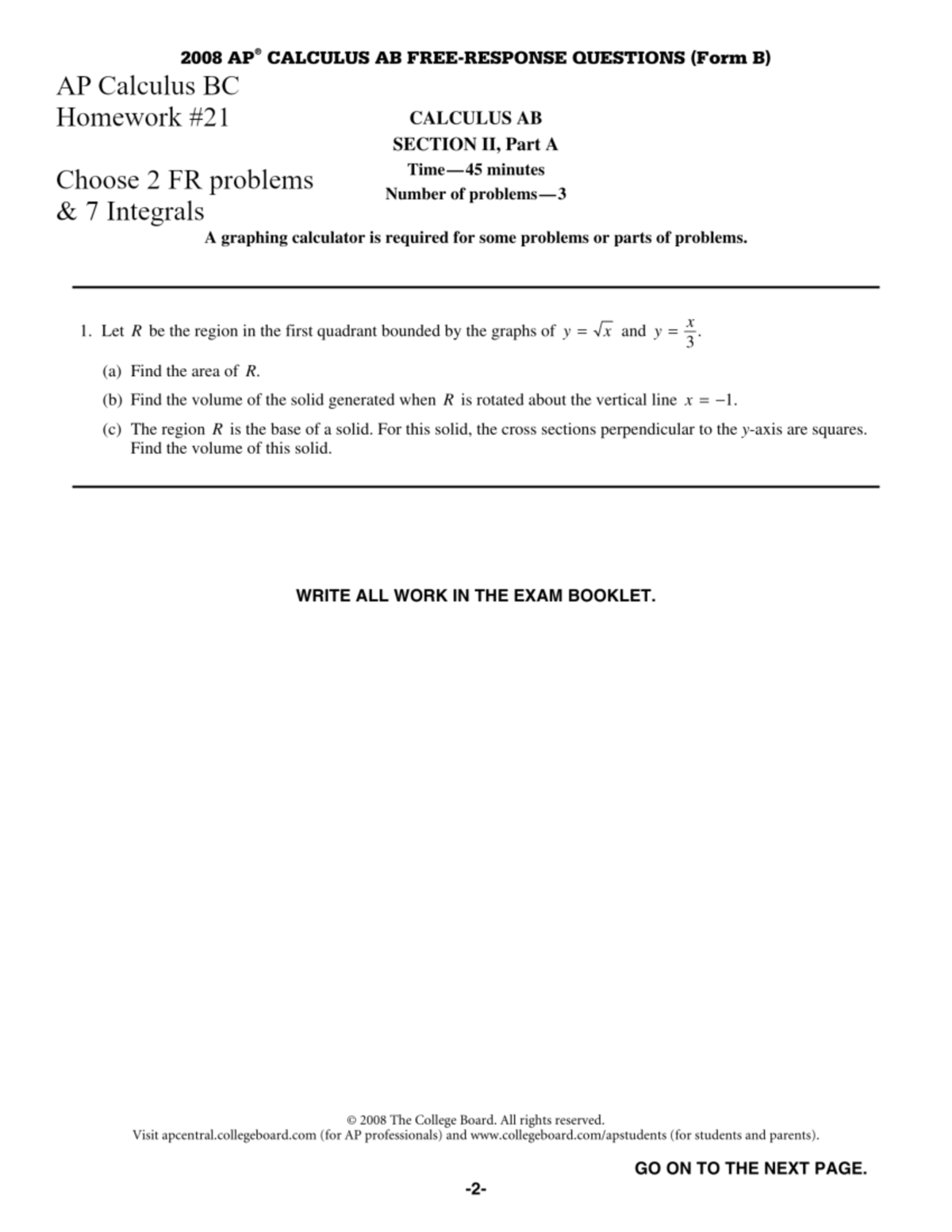 2008 AP Calculus AB & BC Practice Questions and Solutions - Studocu