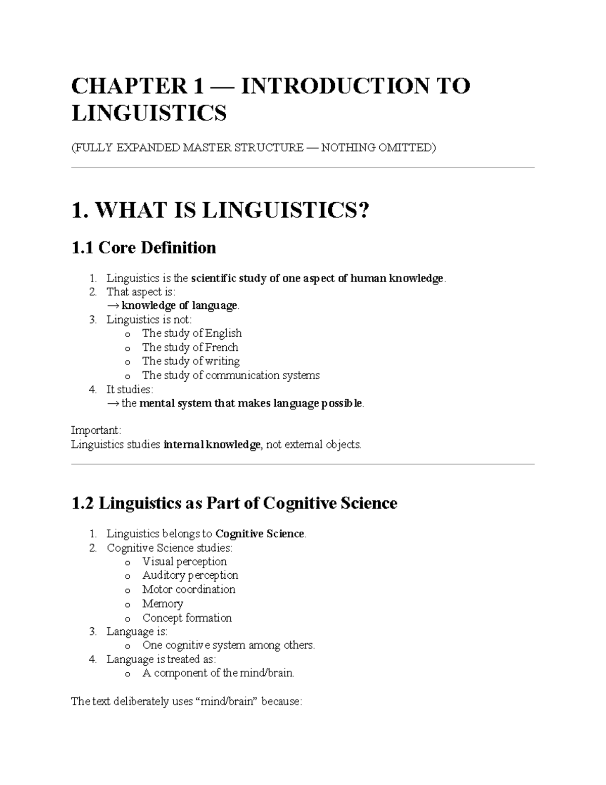 LING 200 CHAPTER 1: INTRODUCTION TO LINGUISTICS - DETAILED NOTES - Studocu