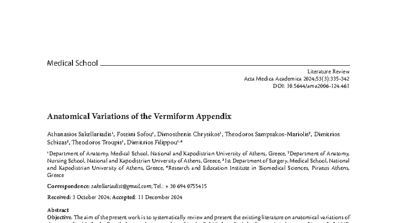 Anatomical Variations of the Vermiform Appendix: A Systematic Review ...