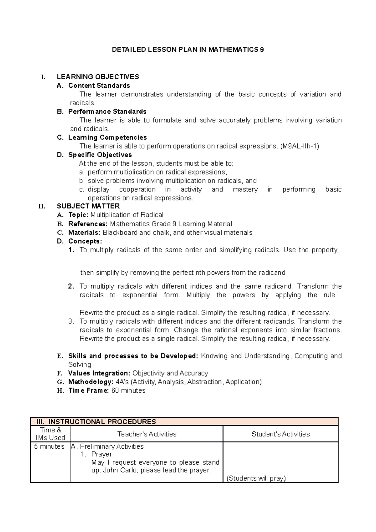 Detailed Lesson Plan: Math in the Modern World (LP1) - Fibonacci ...