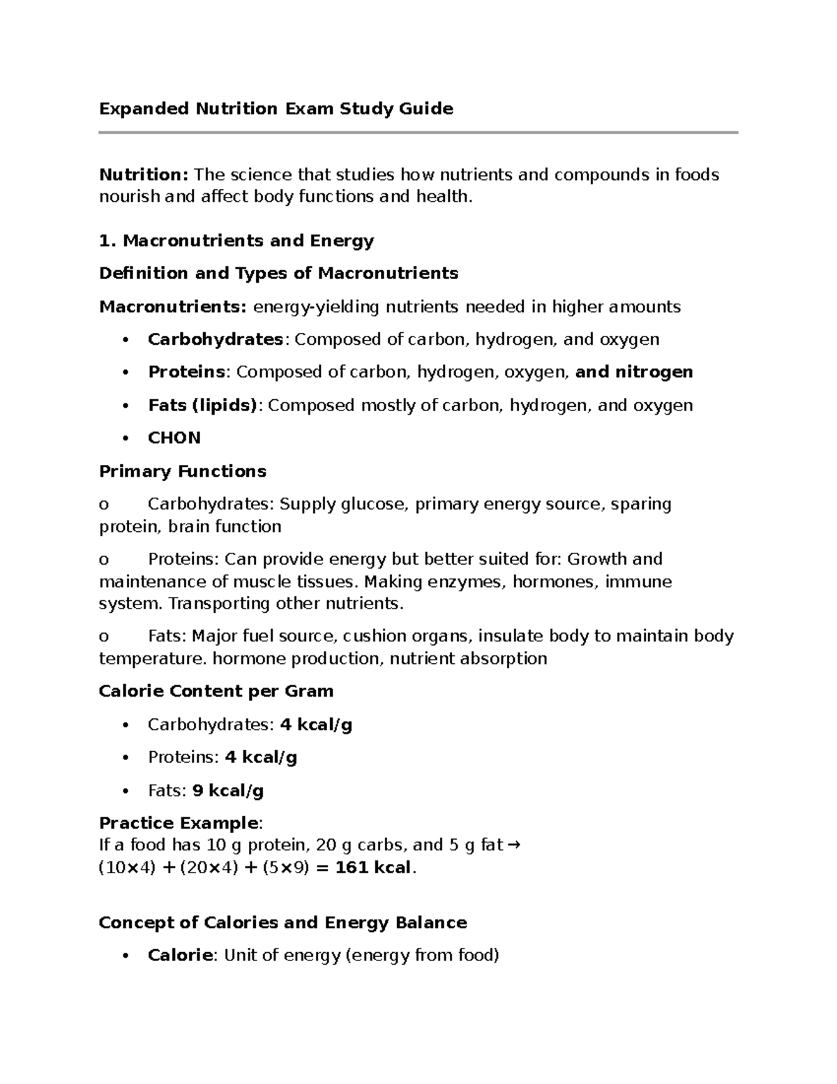 Nutrition Exam Study Guide: Digestive System & Macronutrients - Studocu