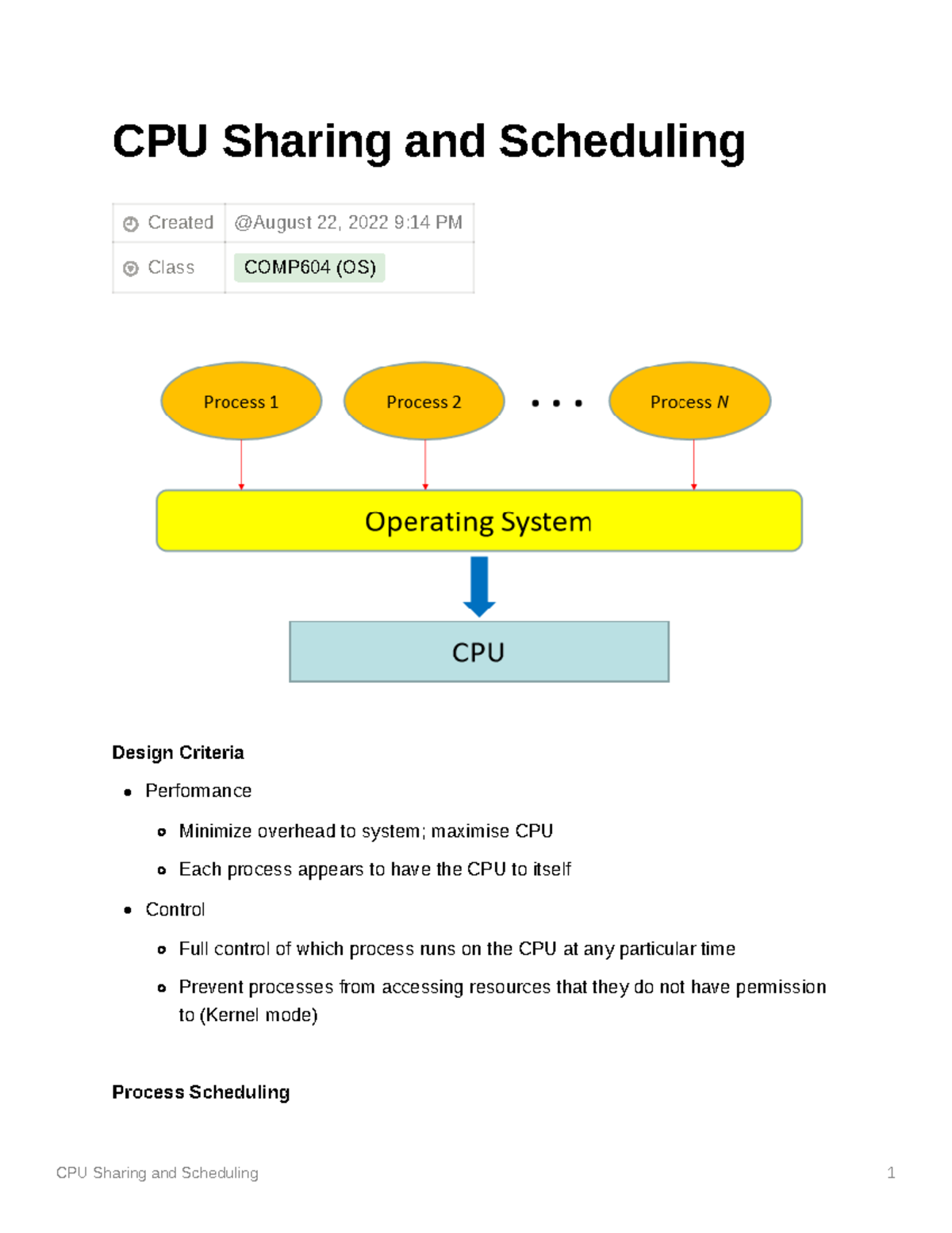 COMP604 Final Exam Notes: CPU Sharing and Scheduling Essentials - Studocu