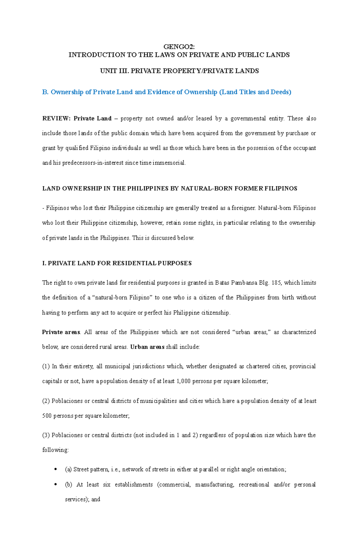 GENGO2 Group-2 Essay on Private vs Public Land Ownership - Studocu