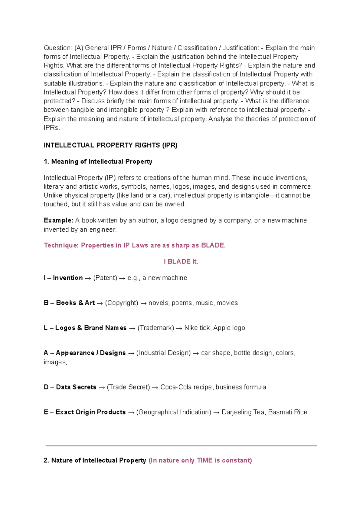 4th SEM IPR Law Final Exam: Comprehensive Guide to Intellectual ...