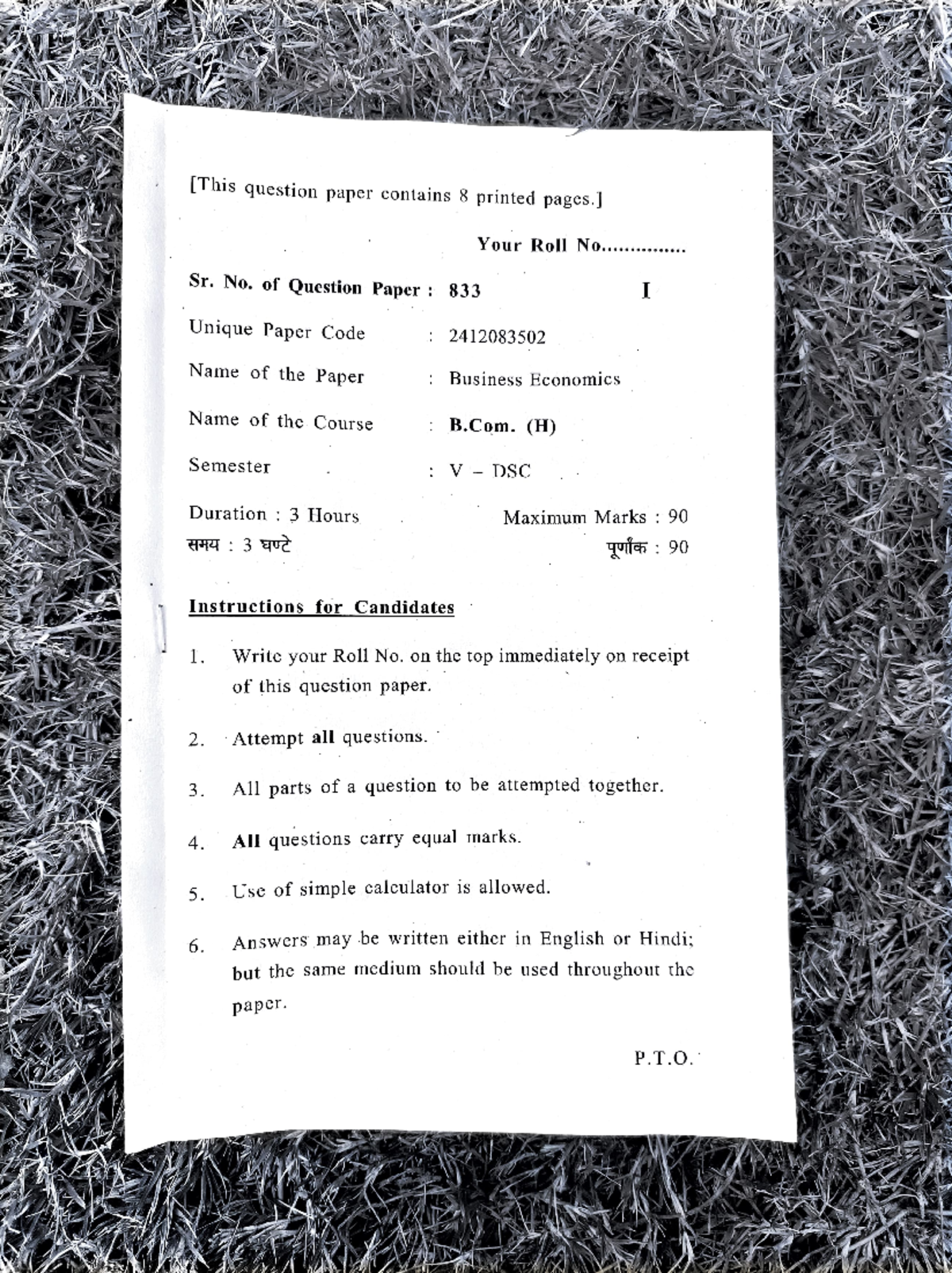 BCom(Hons) - Business Economics PYQ Paper Analysis - Studocu