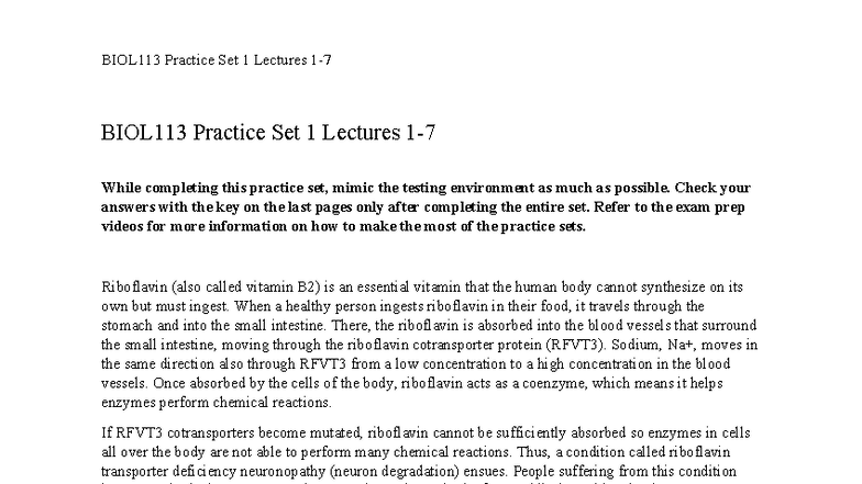 BIOL113 Practice Set 1 Lecture Notes and Key Concepts - Studocu