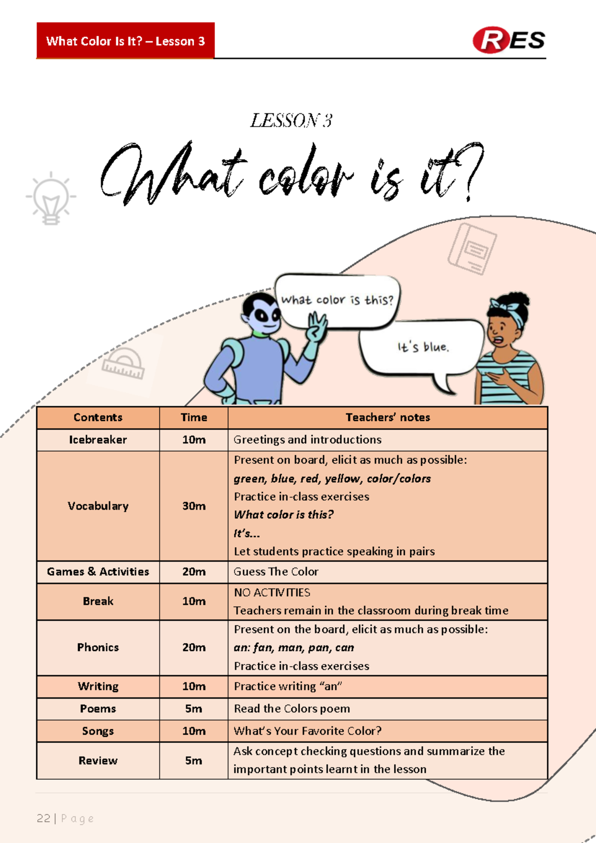 What Color Is It? Lesson 3 - Engaging Activities and Vocabulary - Studocu