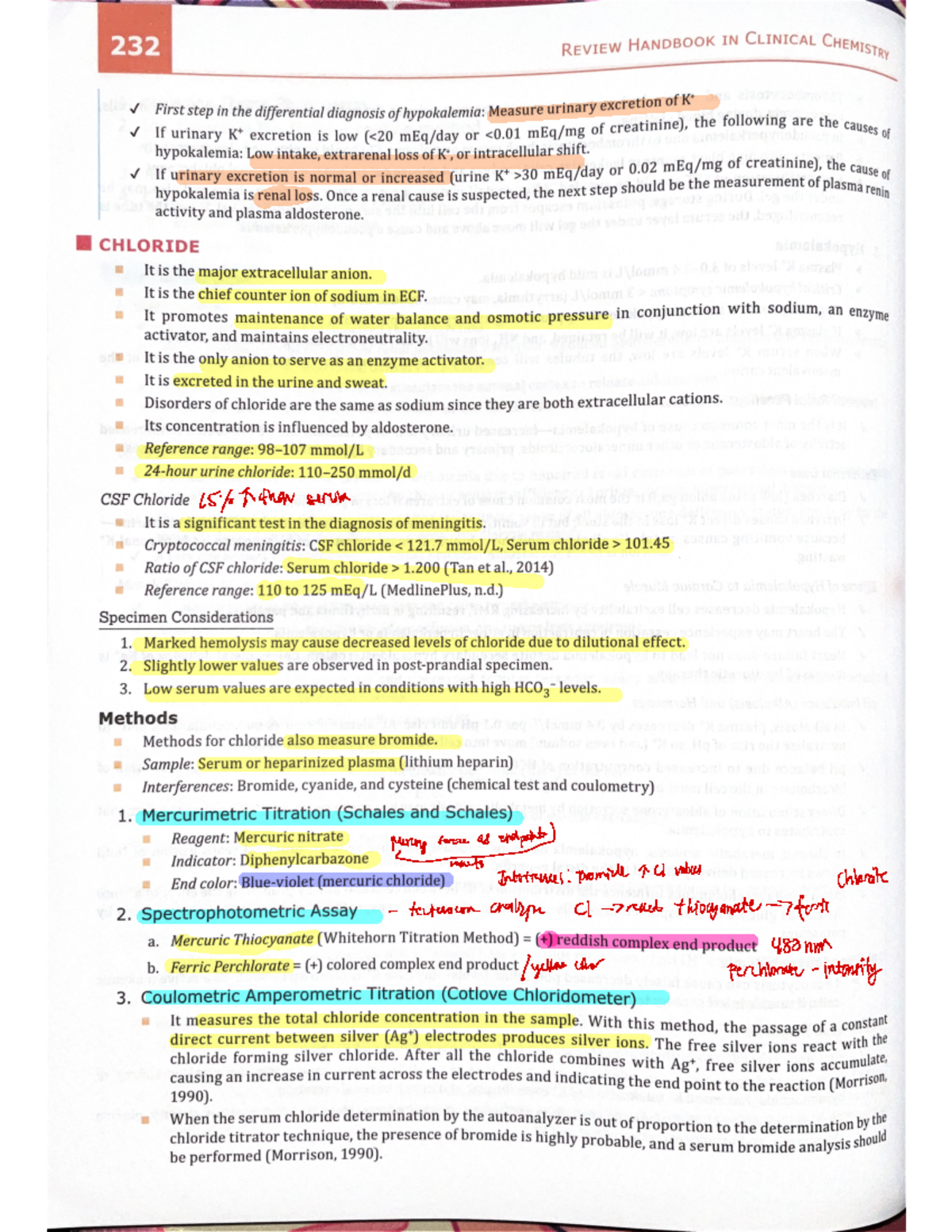 Review Handbook in Clinical Chemistry (Clinical Chem 232) 2023 - Studocu