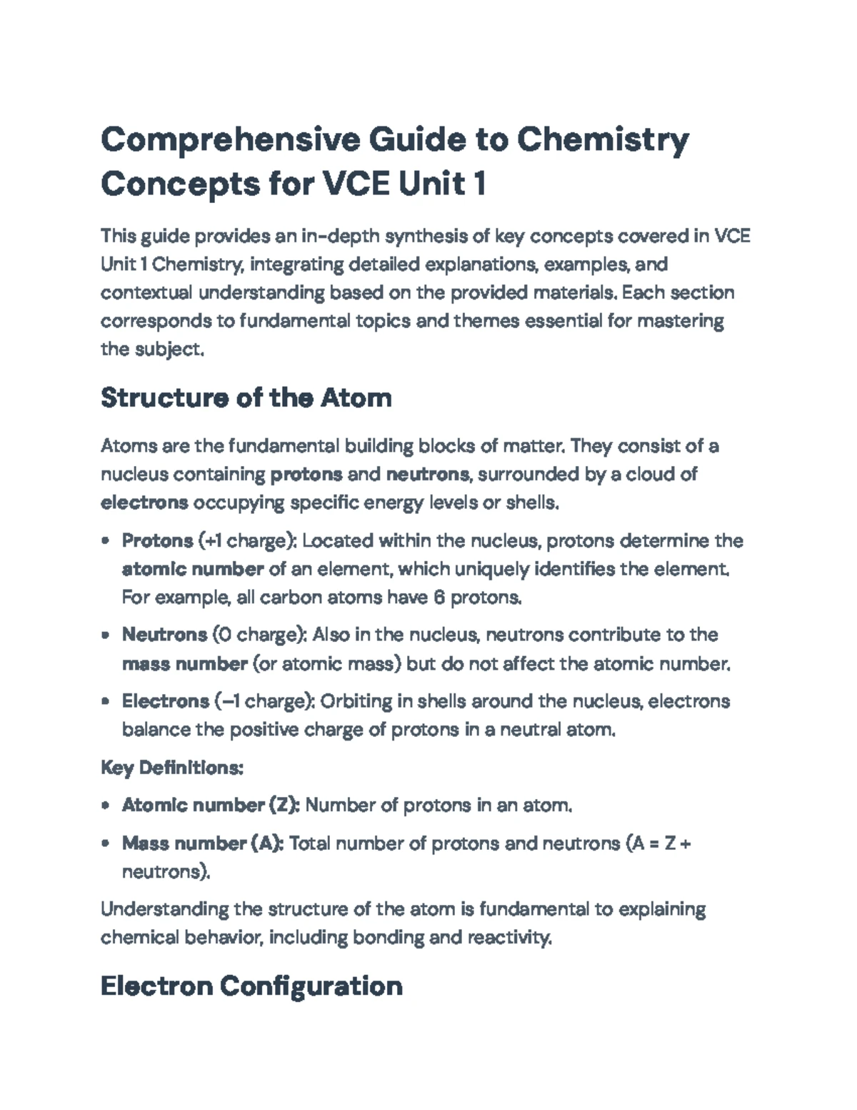 Chem Practice Test - vce - Chemistry Year 11 Practice Questions ...