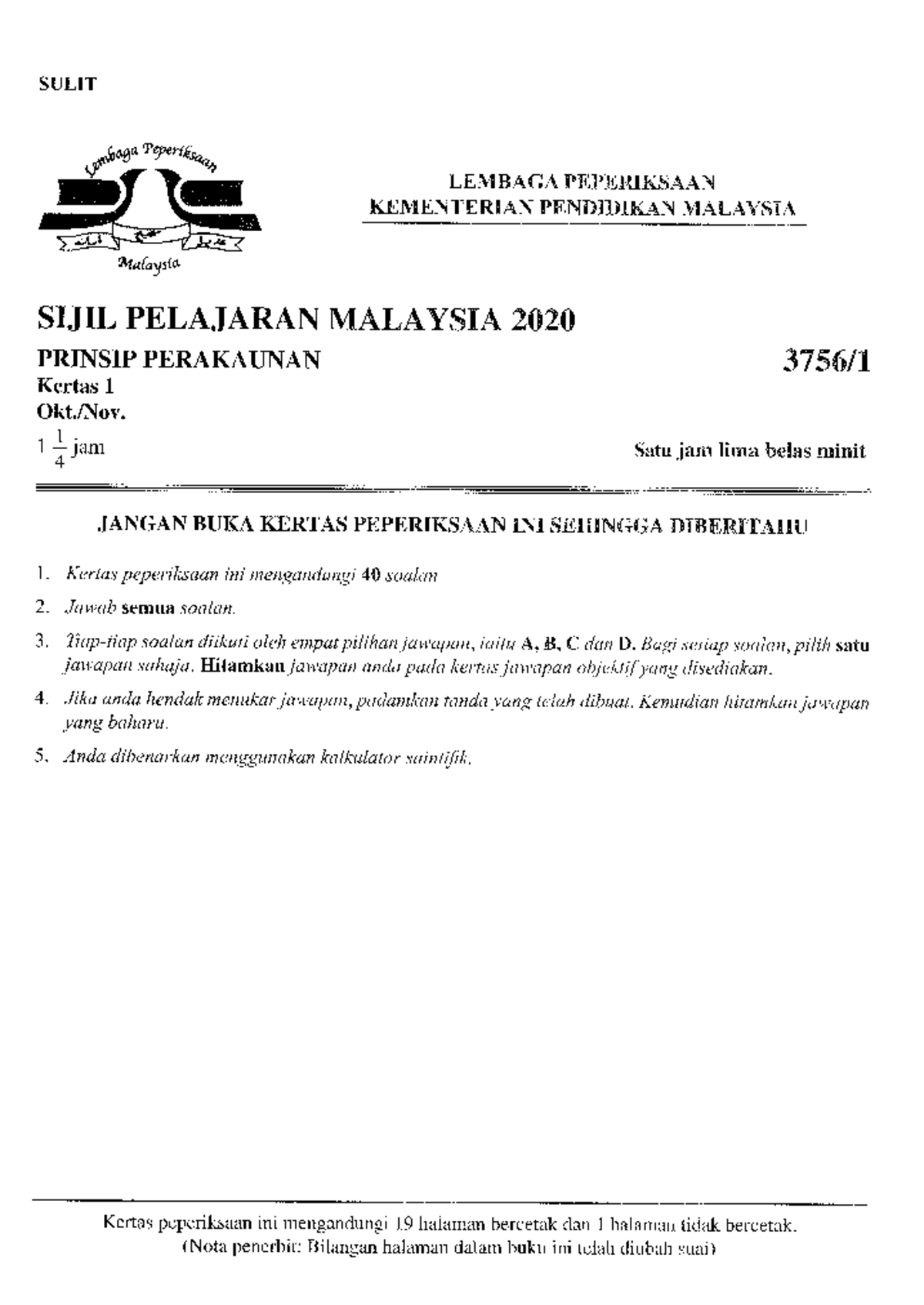 2020 k1 - Soalan sebenar SPM - Spm Prinsip Perakaunan - Studocu