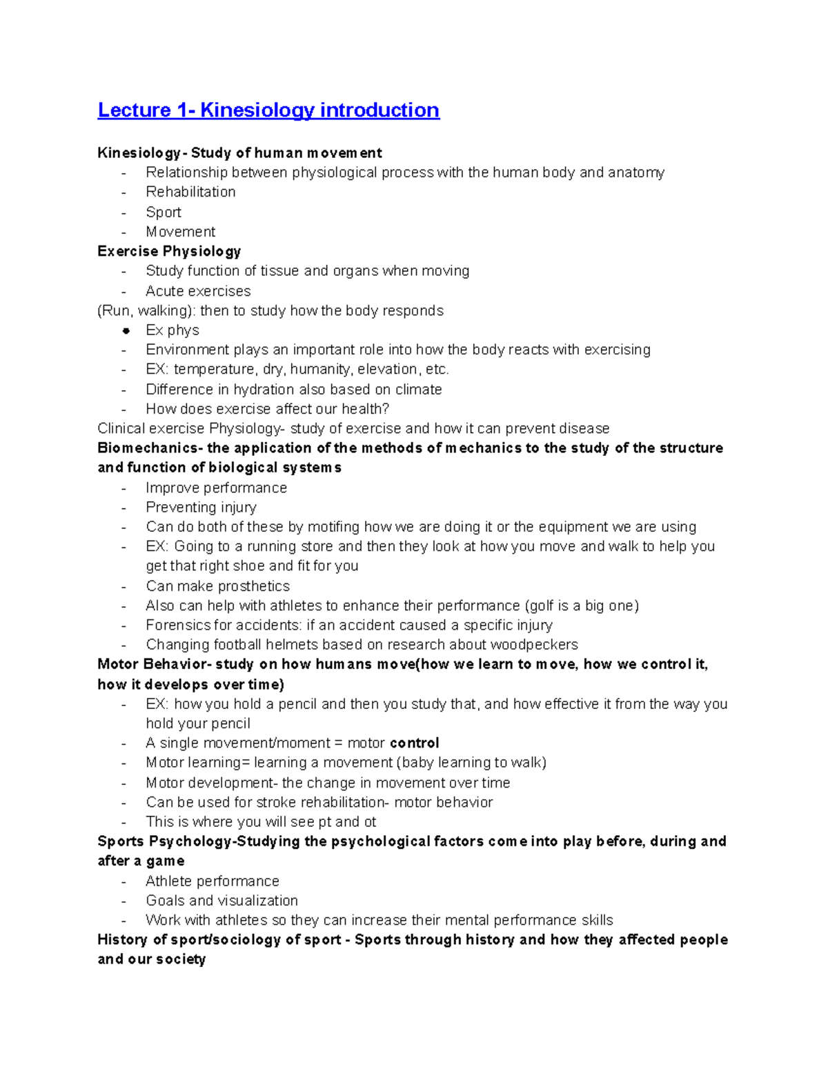 Final Exam Notes: Kinesiology & Public Health Overview (KNH) - Studocu