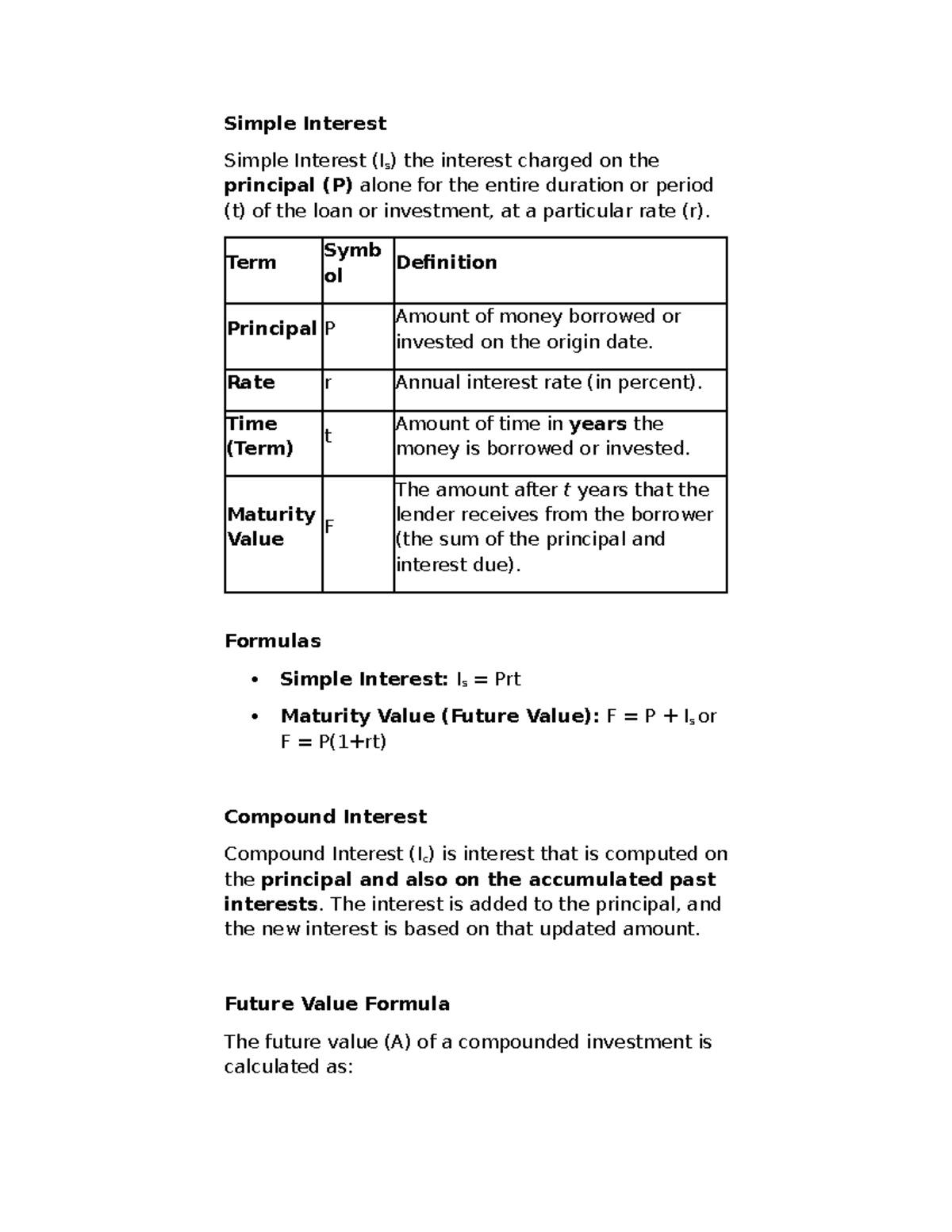 Genmath - Financial Mathematics: Simple & Compound Interest Notes - Studocu