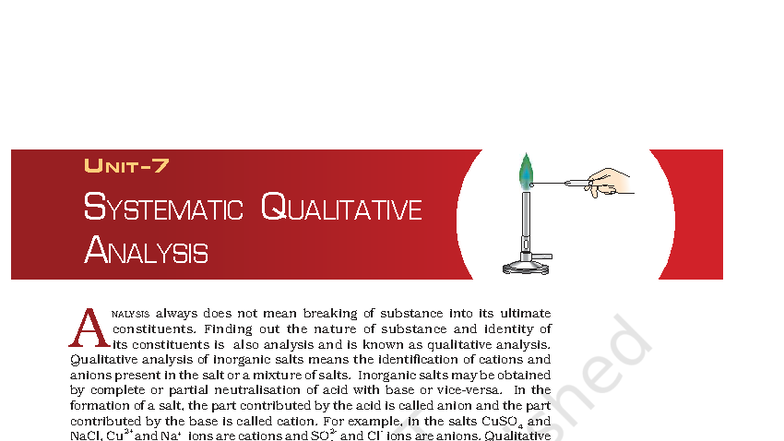 SYSTEMATIC QUALITATIVE ANALYSIS OF INORGANIC SALTS - CHEM 101 - Studocu