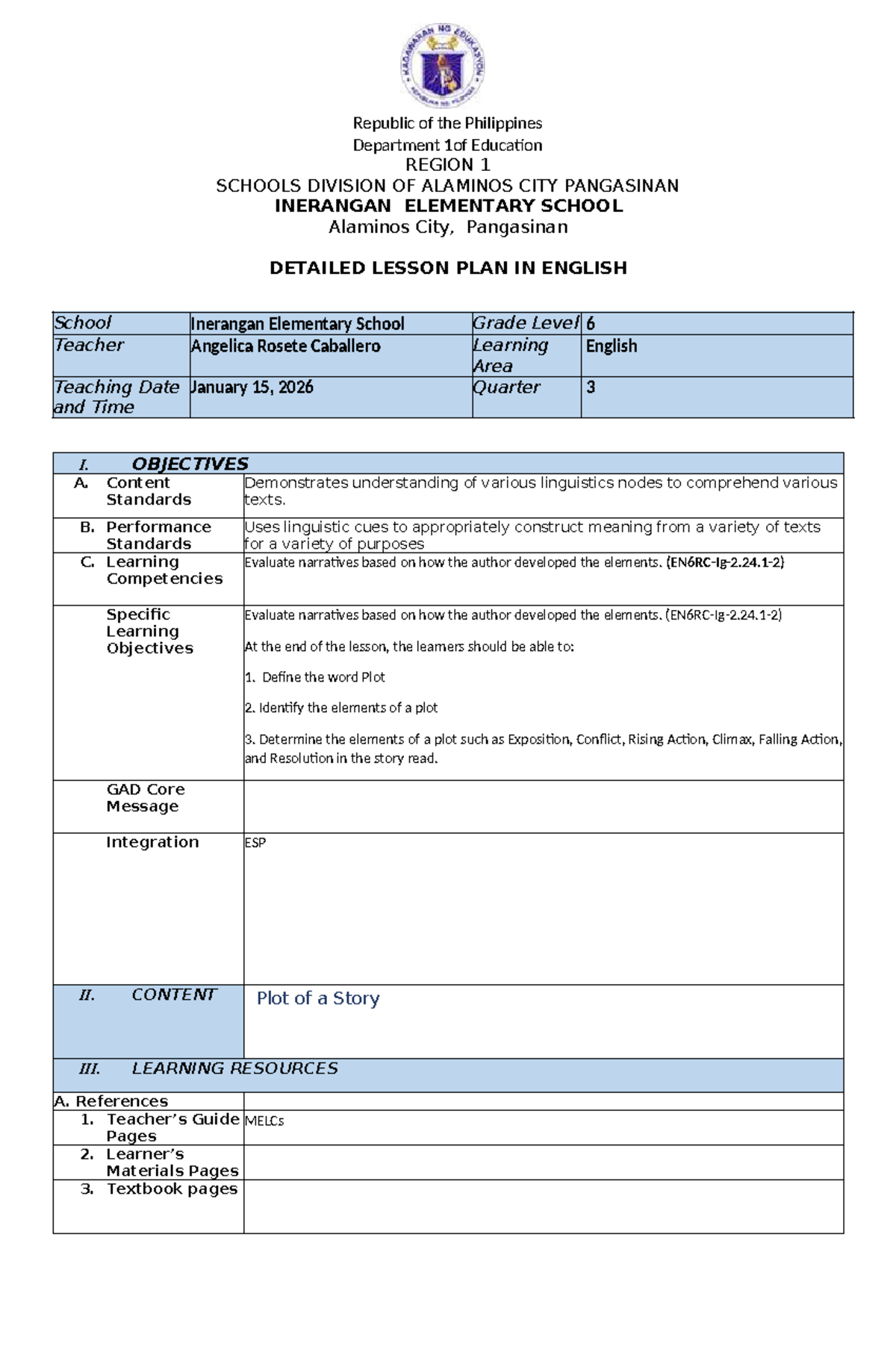 Detailed Lesson Plan in English for Grade 6 - LP Day 4 - Studocu