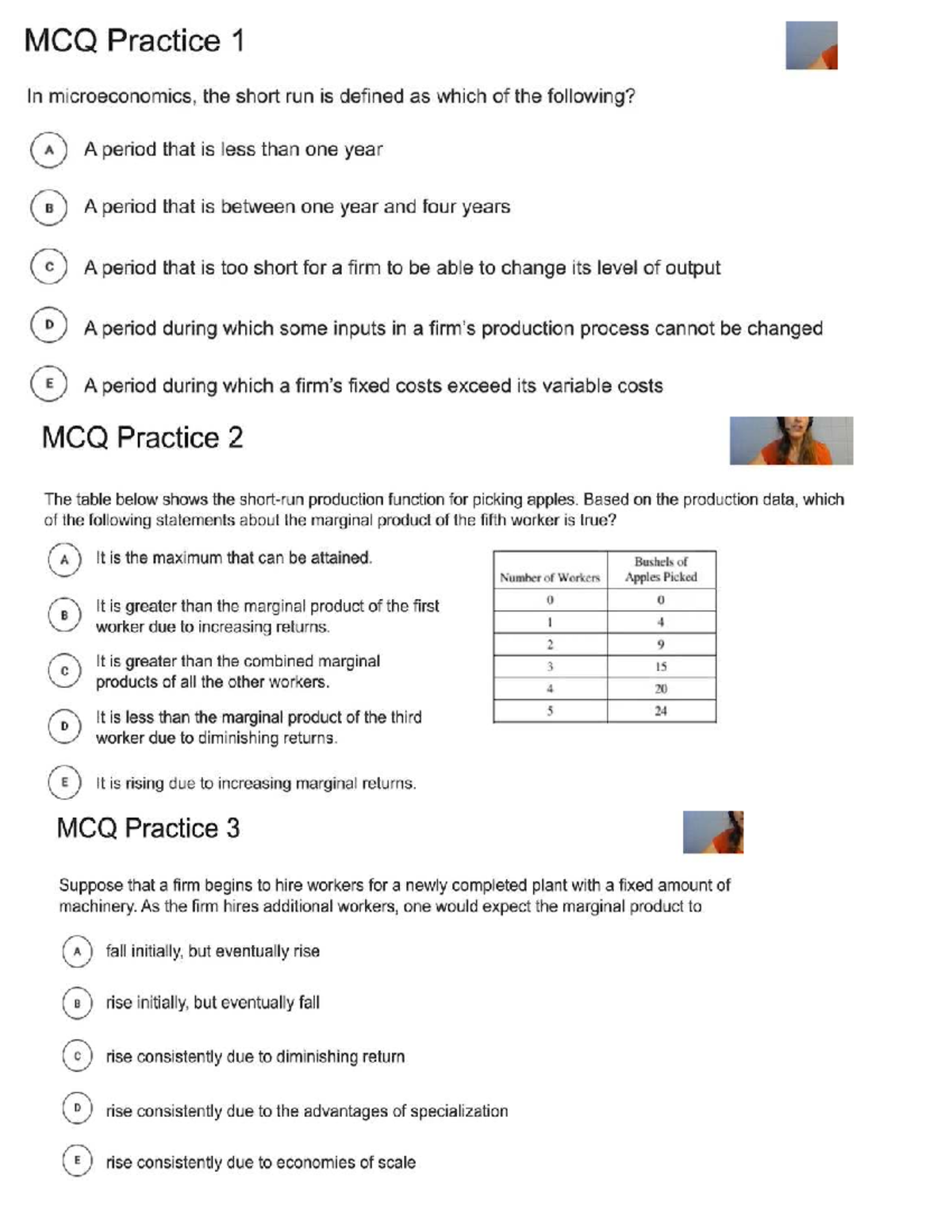 MCQ Practice for Microeconomics (AP Unit 3) - Studocu
