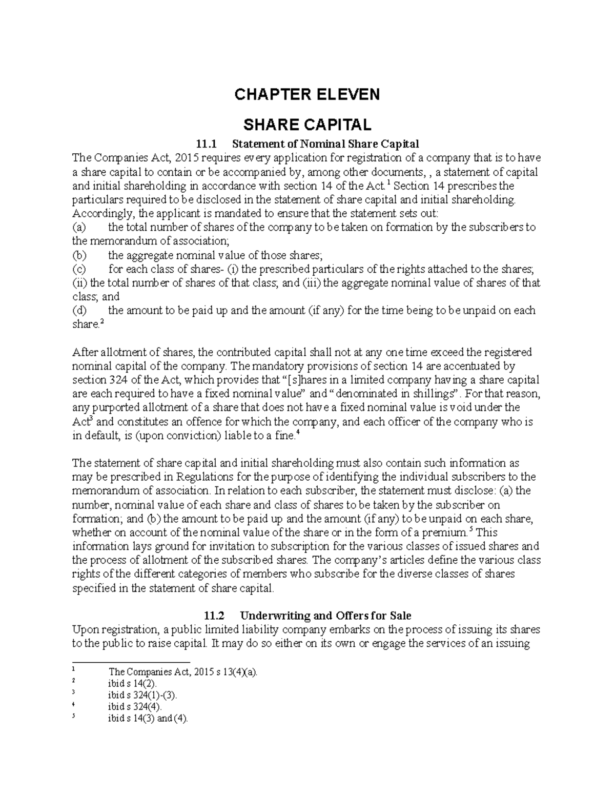 A Handbook of Company Law - Chapter 11: Share Capital Overview - Studocu