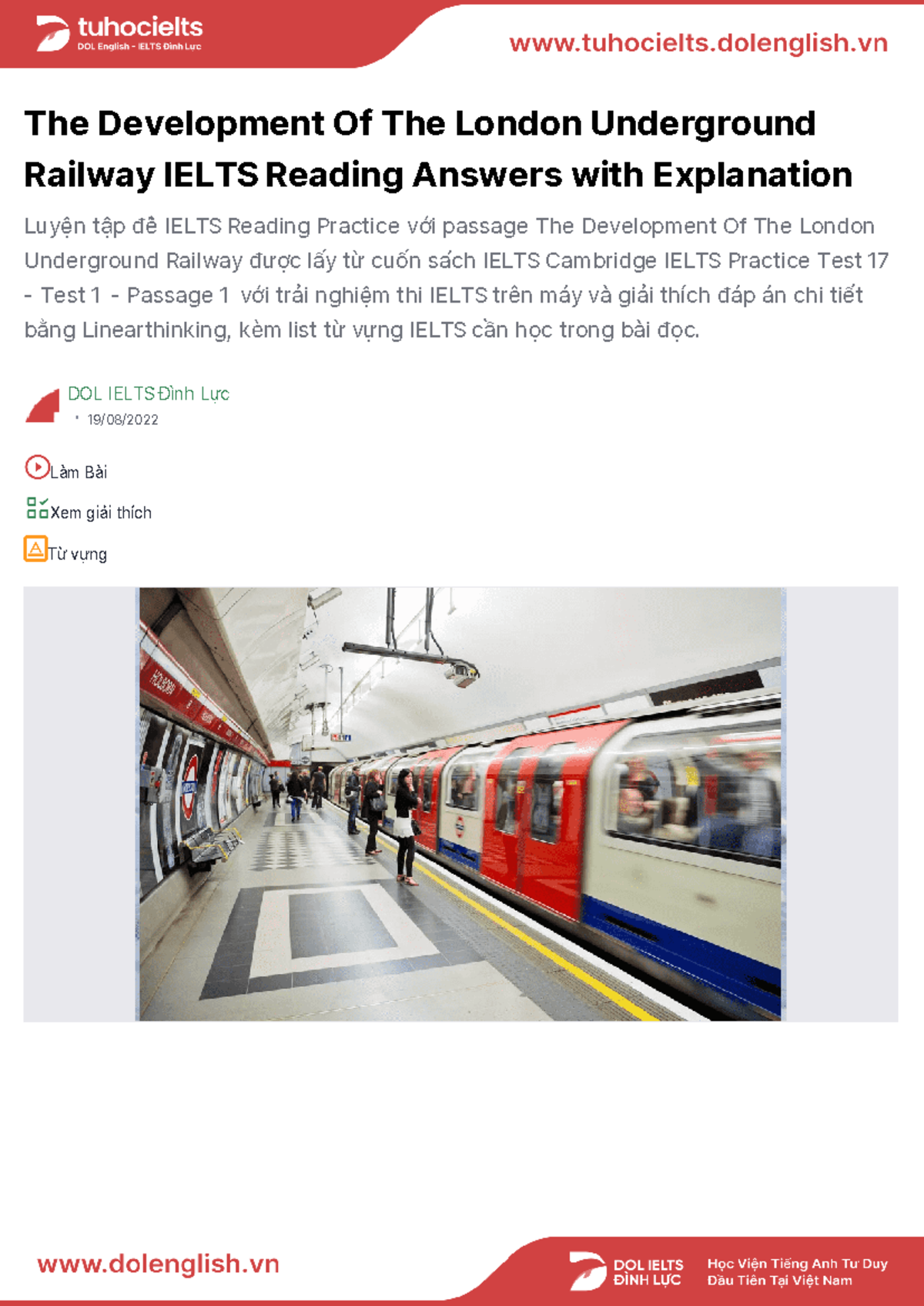 IELTS Reading Practice: The Development of the London Underground ...