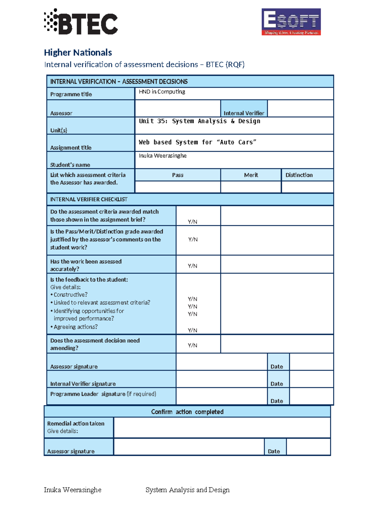 Unit 35: Systems Analysis and Design Assignment for BTEC HND in Computing - Studocu