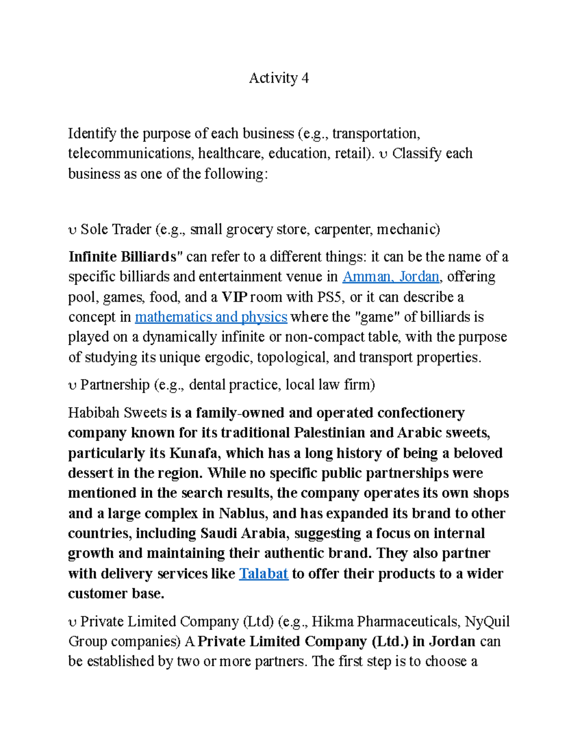 Activity 4 - Business Purpose Classification & Examples - Studocu