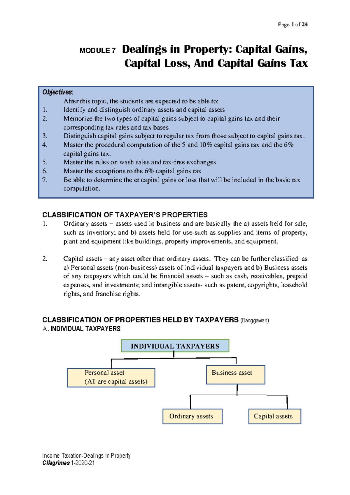 1-pdfcoffee - Summary Income Taxation - Income Taxation-Dealings in Property MODULE 7 Dealings ...