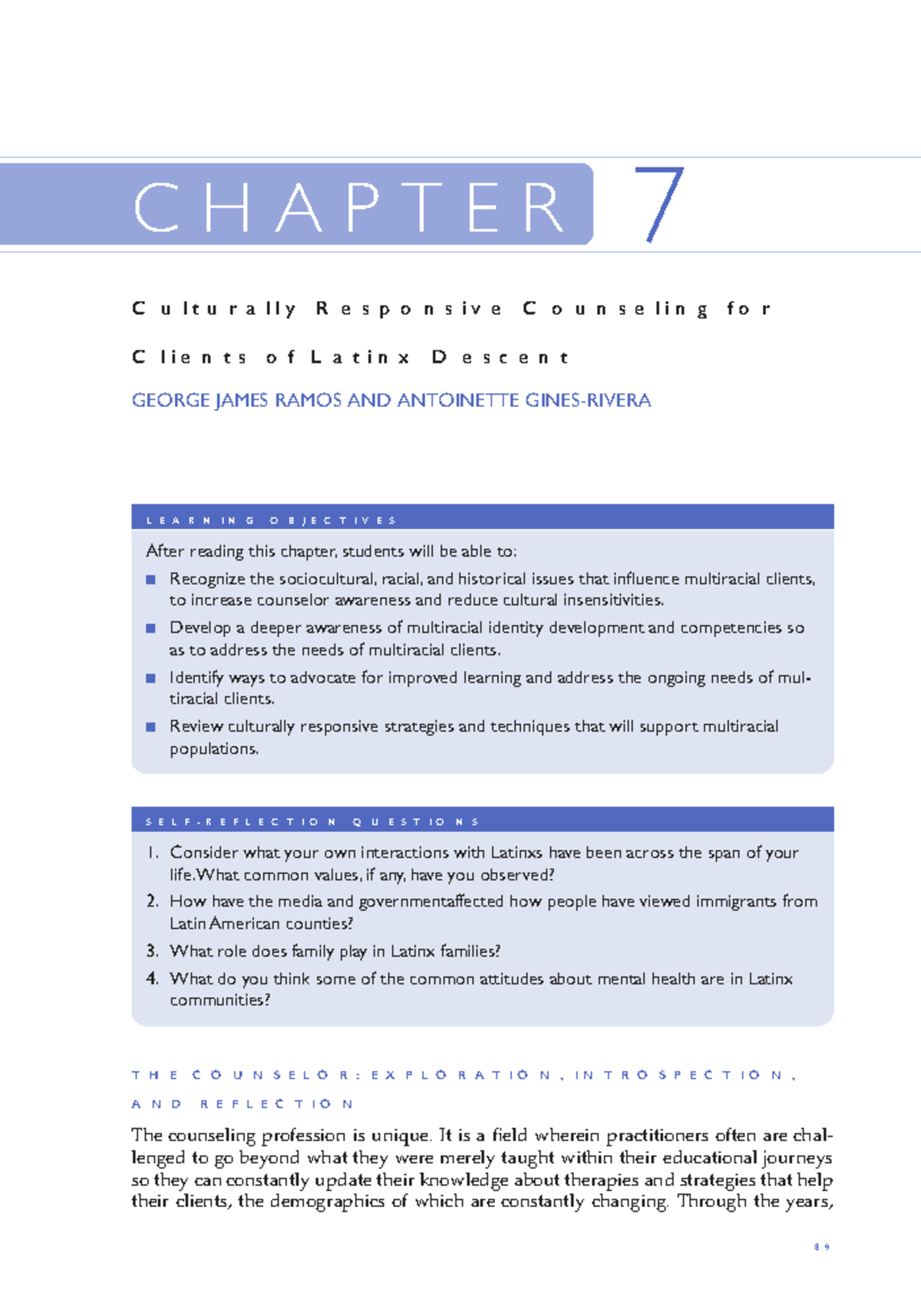 Chapter 7: Culturally Responsive Counseling for Latinx Clients (Course Code: - Studocu
