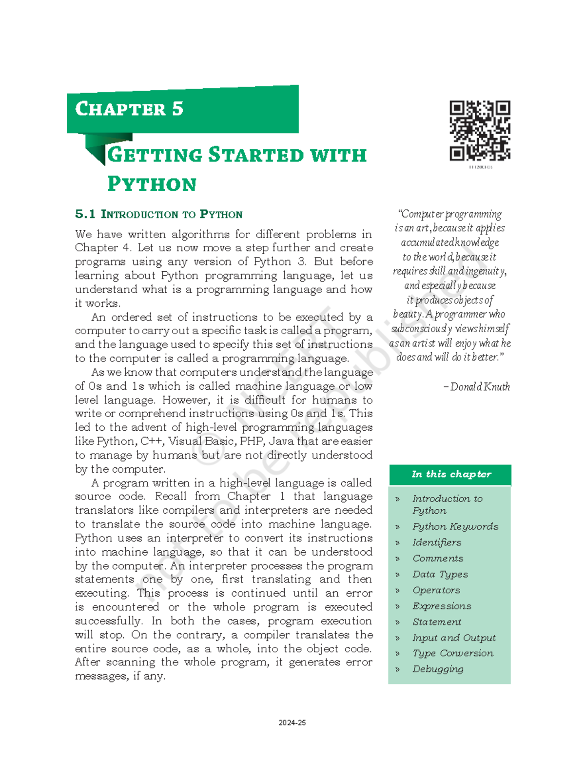 CS XI NCERT - Introduction to Python Programming Techniques - Studocu