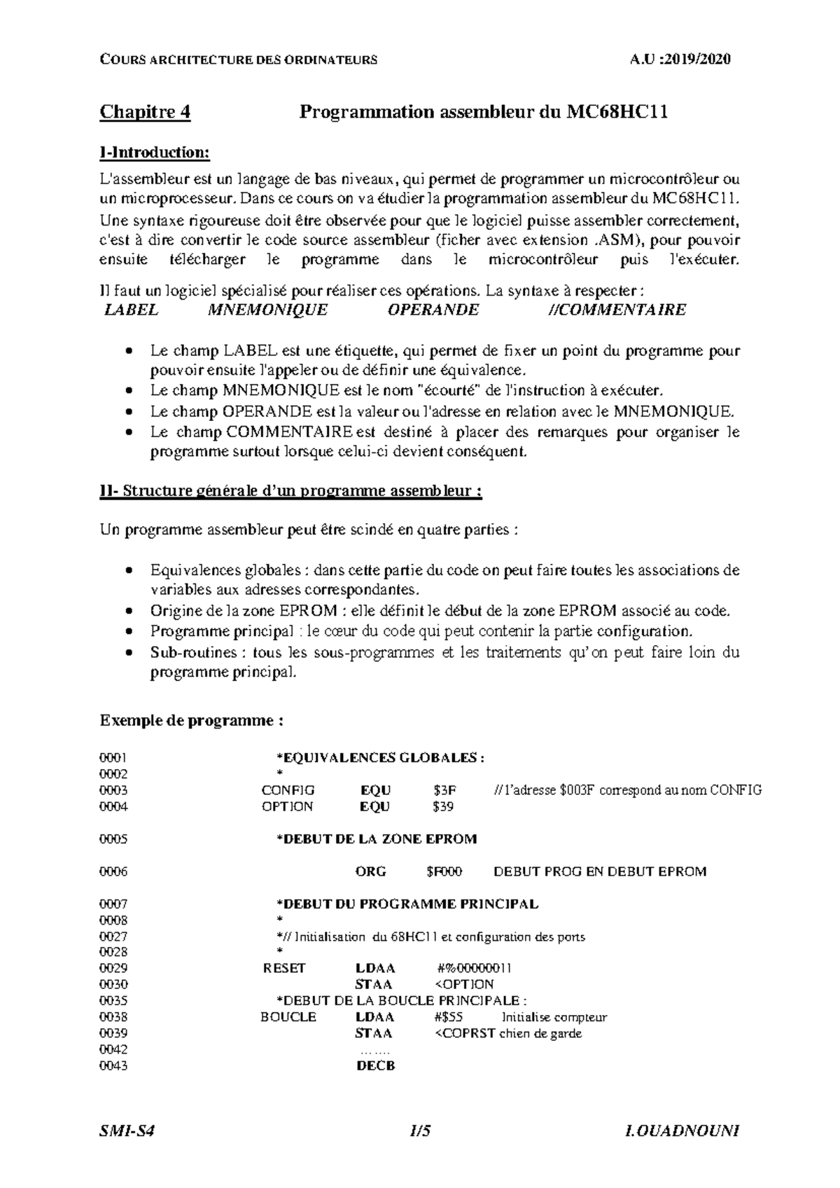 Chapitre 4 programmation assembleur - Chapitre 4 Programmation ...