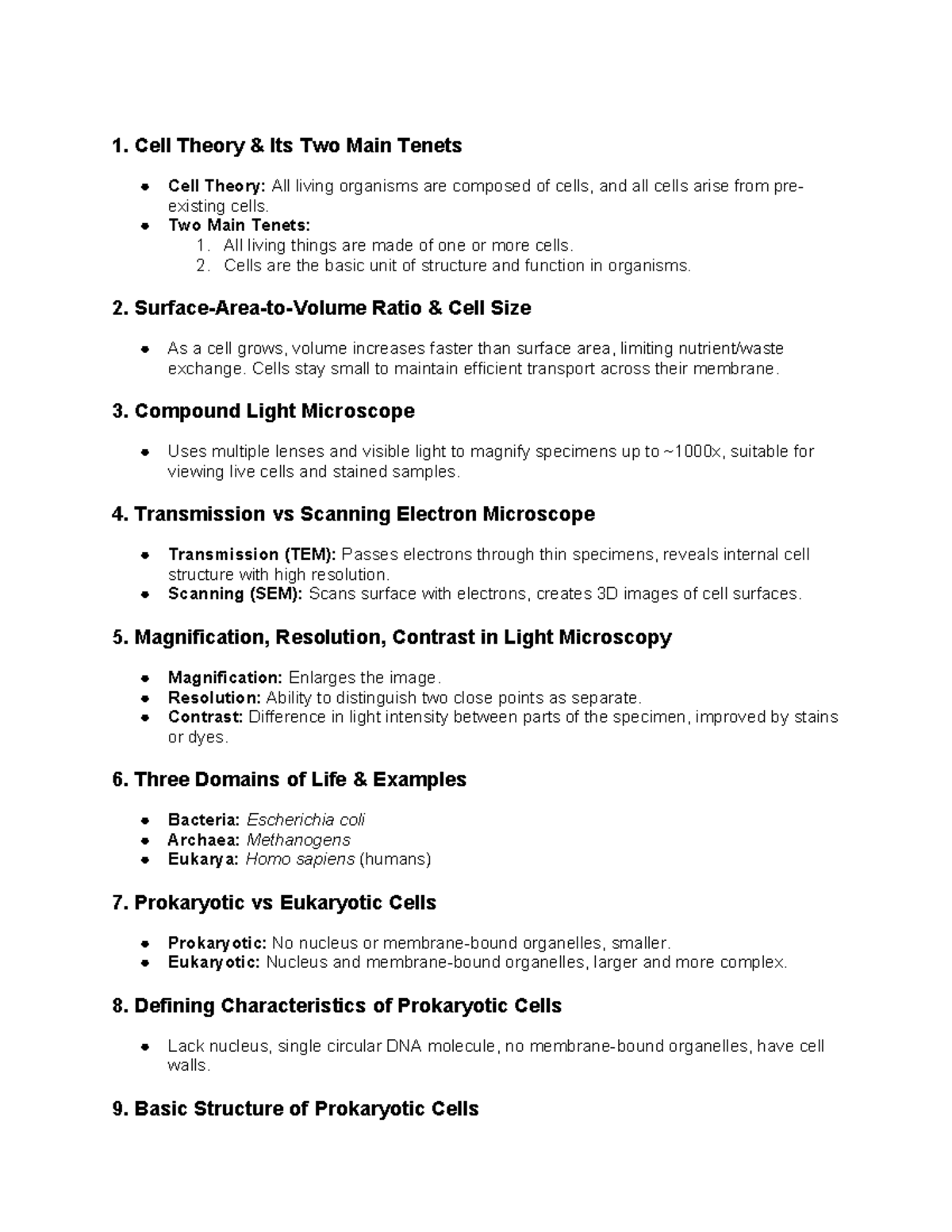 Cell Biology Overview: Structure, Function & Microscopy Techniques (BIO101) - Studocu