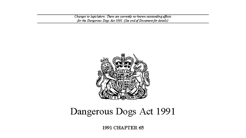 Dangerous Dogs Act 1991: Overview and Legislative Changes - Studocu