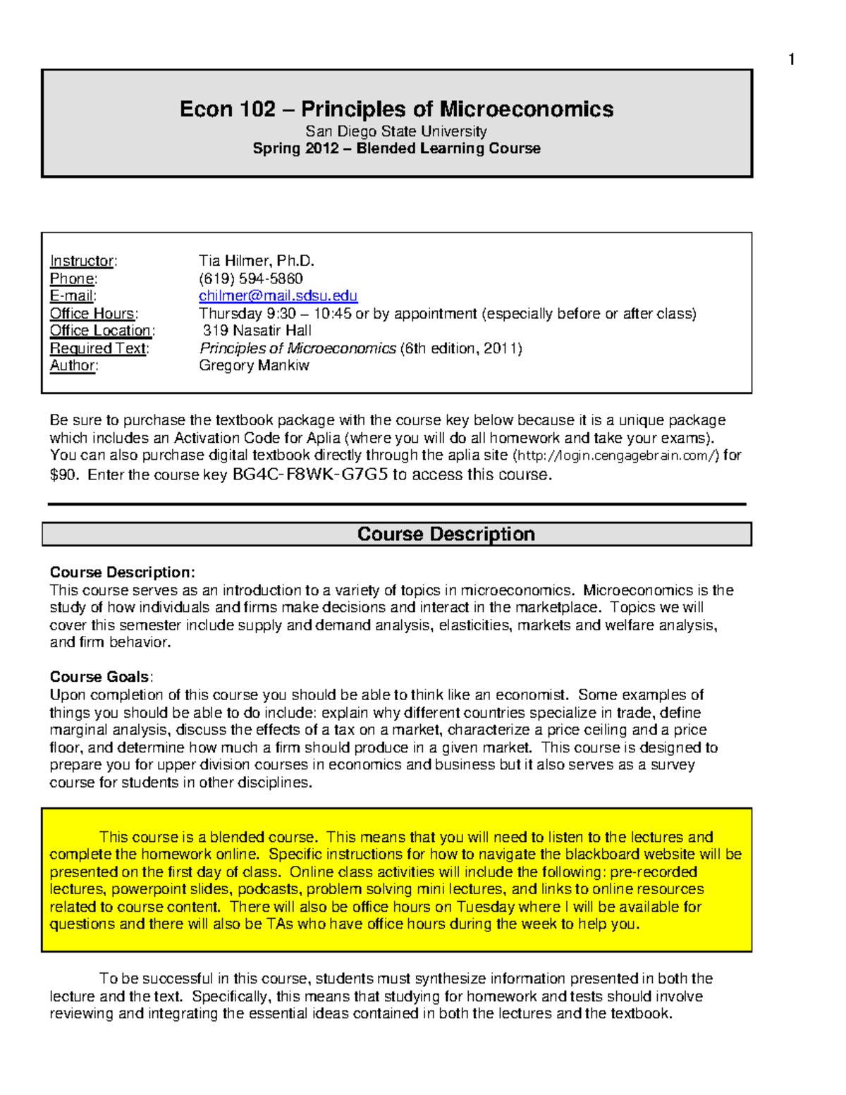Econ 102 Syllabus - Econ 102 – Principles of Microeconomics San Diego ...