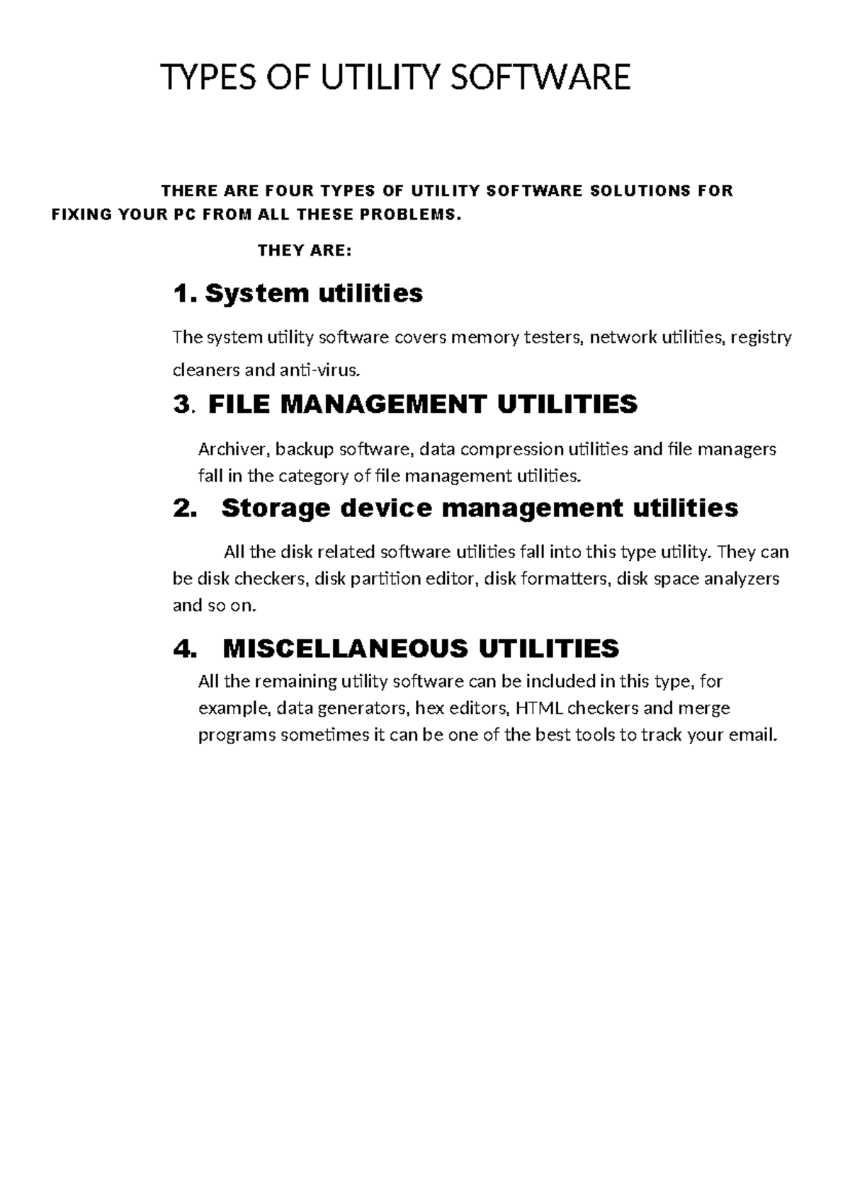 Types of Utility Software: A Comprehensive Overview - Studocu